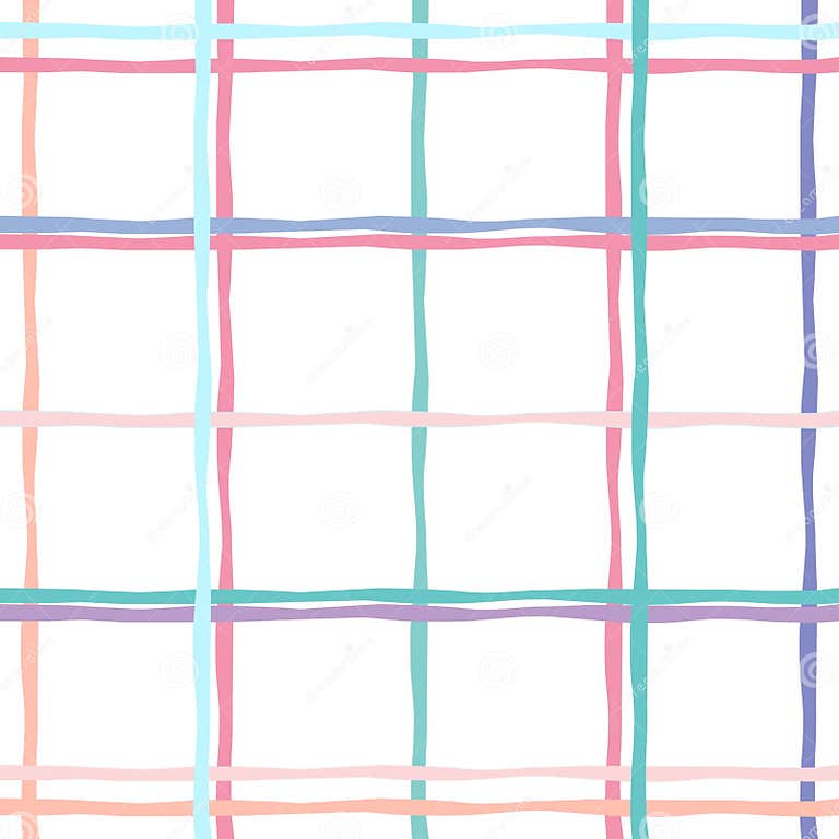 Vector Hand Drawn Cute Checkered Pattern. Doodle Plaid Geometrical ...