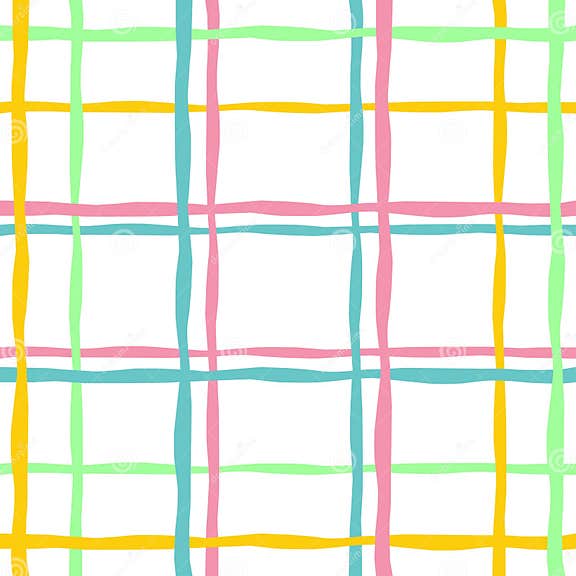 Vector Hand Drawn Cute Checkered Pattern. Doodle Plaid Geometrical ...
