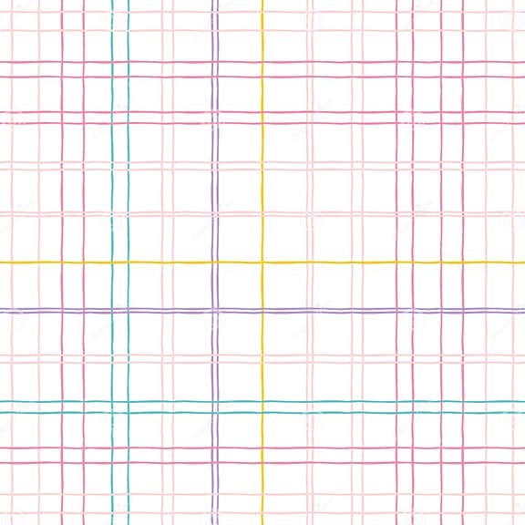 Vector Hand Drawn Cute Checkered Pattern. Doodle Plaid Geometrical ...