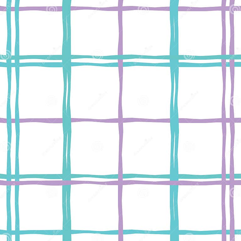 Vector Hand Drawn Cute Checkered Pattern. Doodle Plaid Geometrical ...