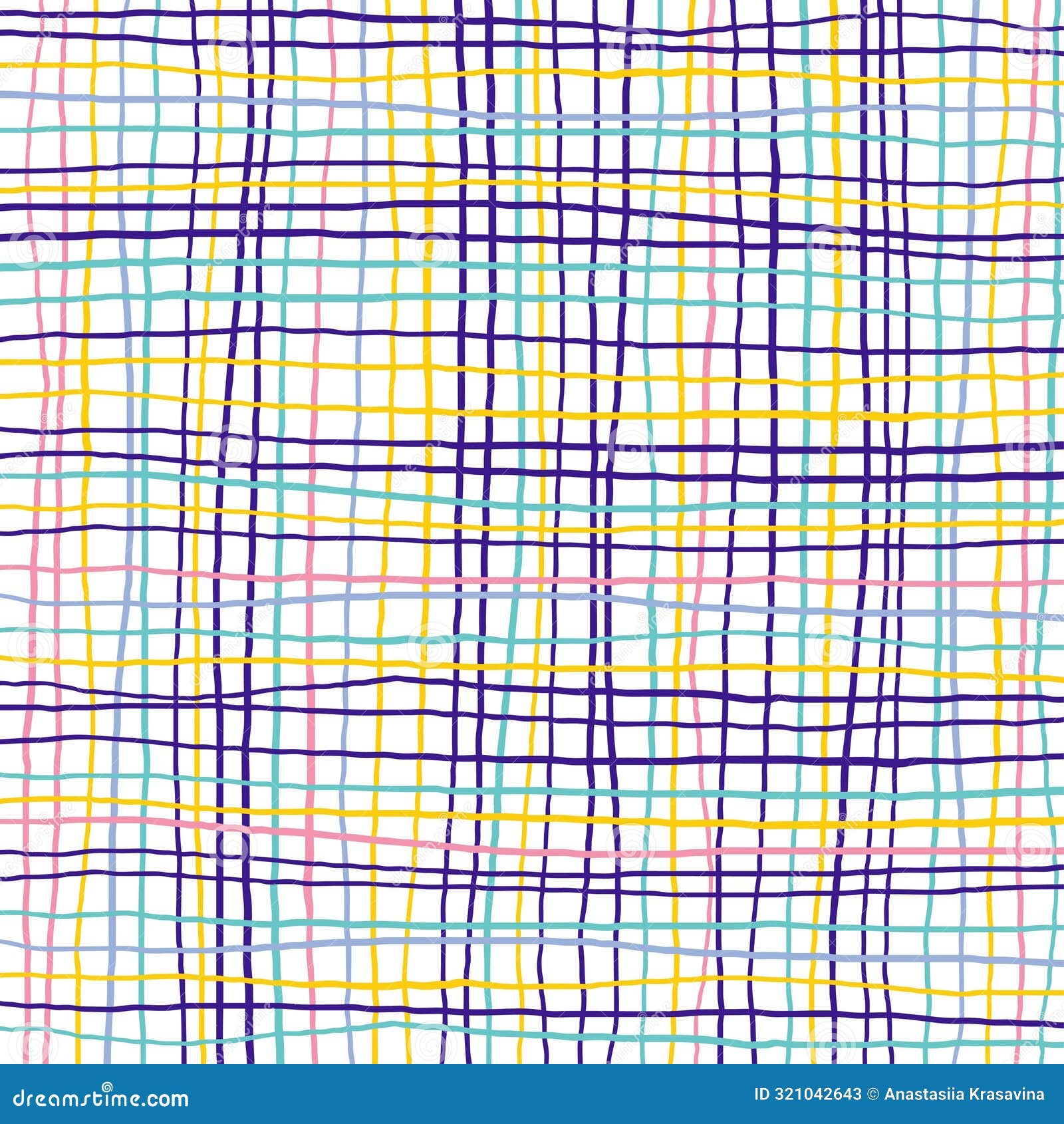 Vector Hand Drawn Cute Checkered Pattern. Doodle Plaid Geometrical ...