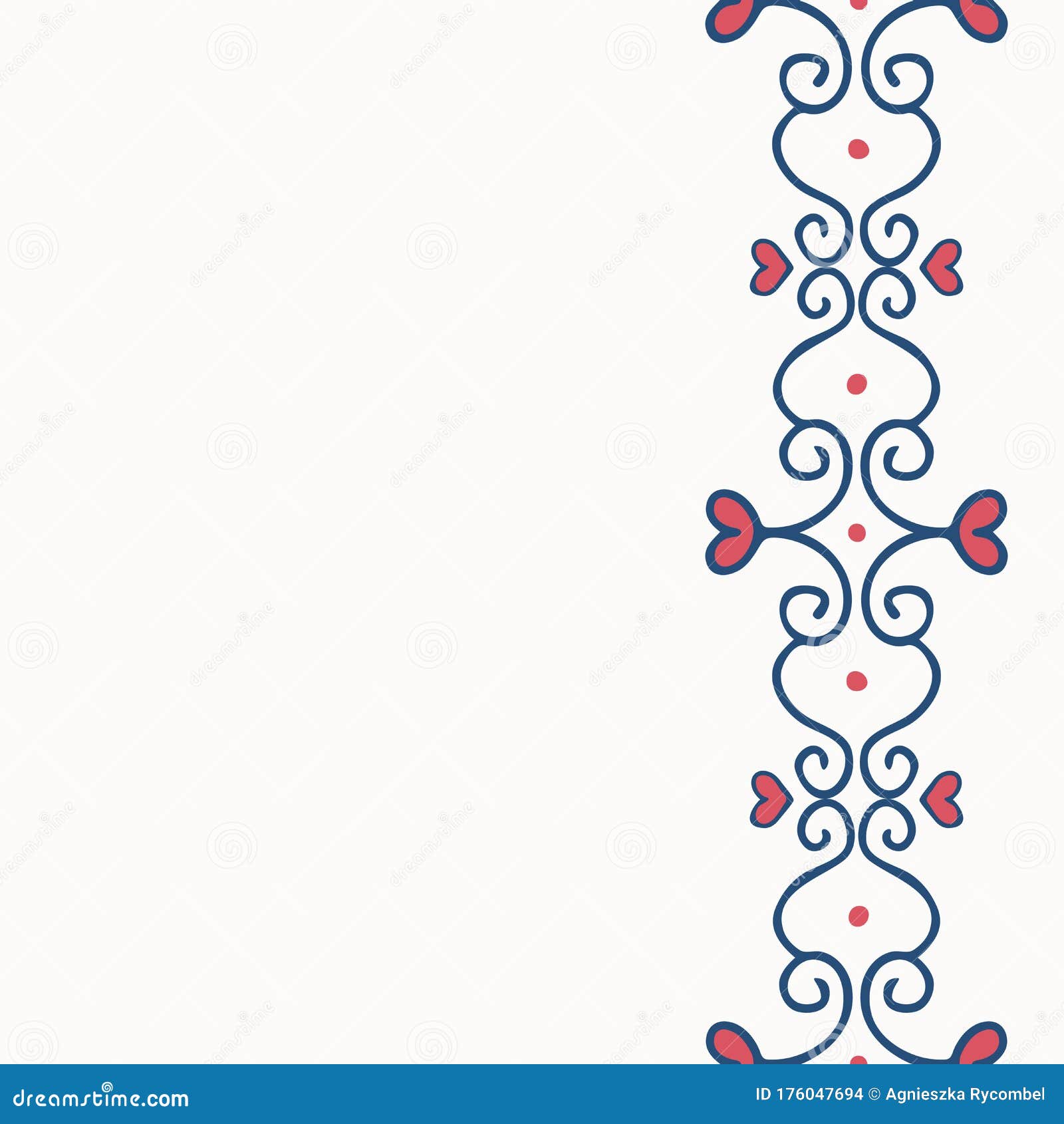 Vector Hand Drawn Cute Heart Vertical Chain Border Seamless Pattern ...