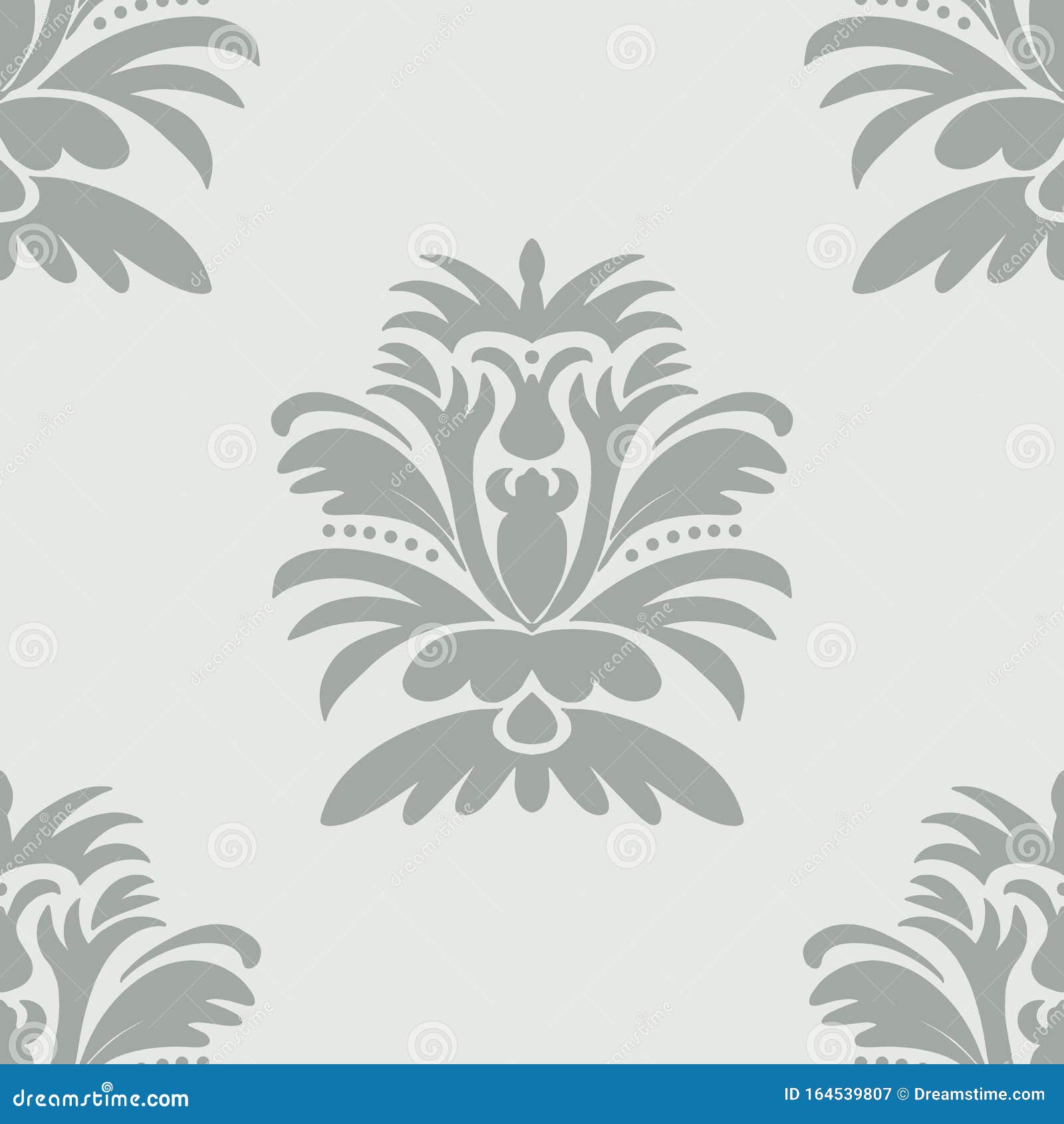 Vector Hand Drawn Damask Elements Seamless Repeat Pattern Stock Vector ...