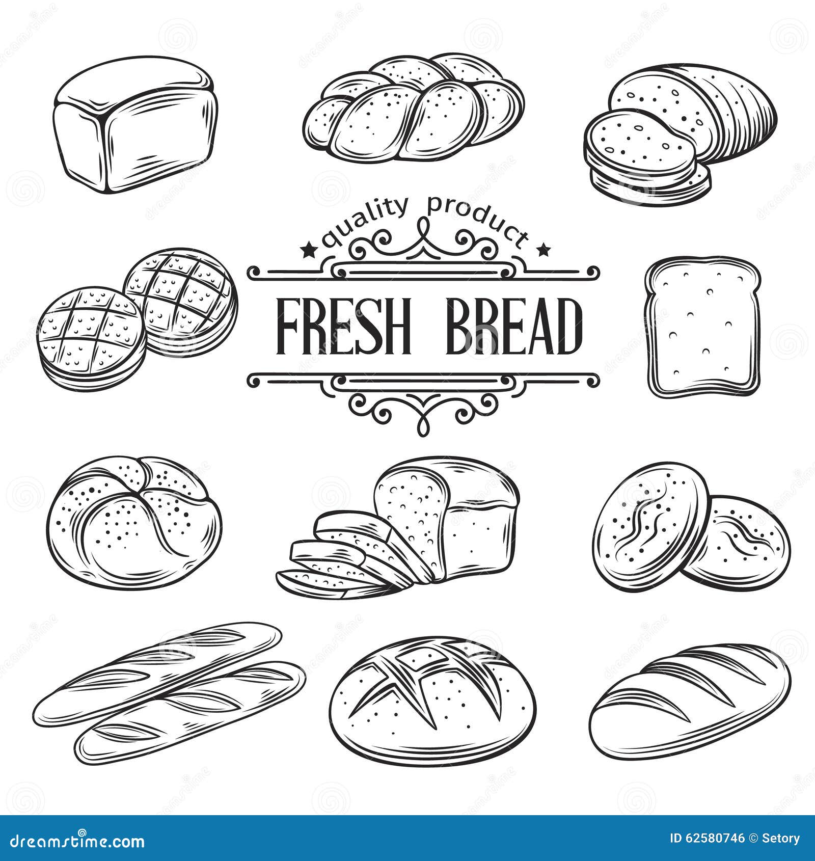 Vector Hand Drawn Decorative Bread Stock Vector - Illustration of ...