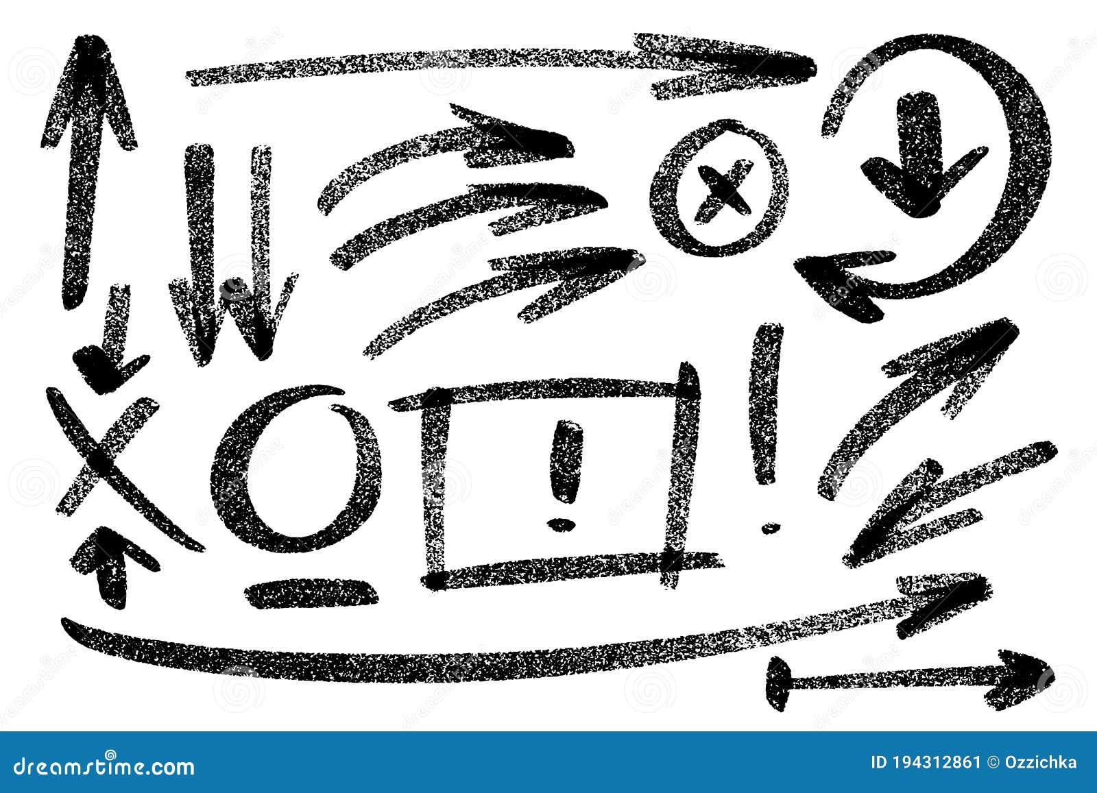 Vector Hand Drawn Design Elements. Ink Brush Drawn Notes and Marks ...