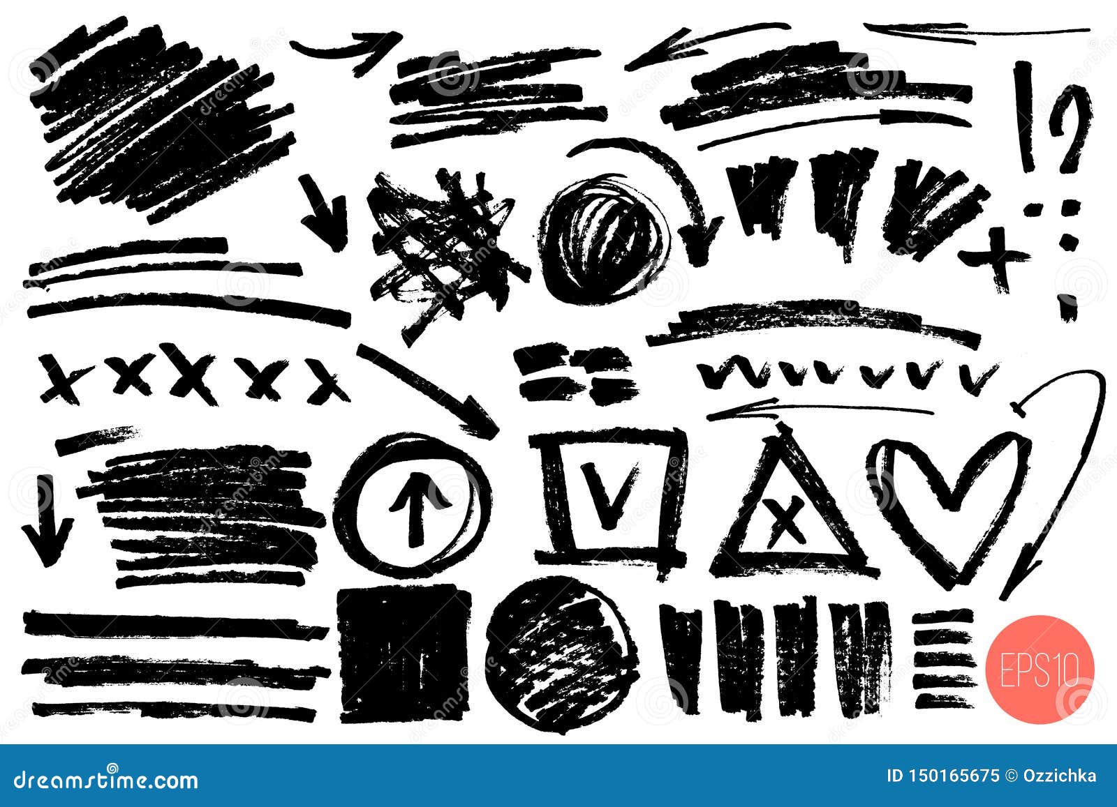 Vector Hand Drawn Design Elements. Set of Artistic Elements Such As ...