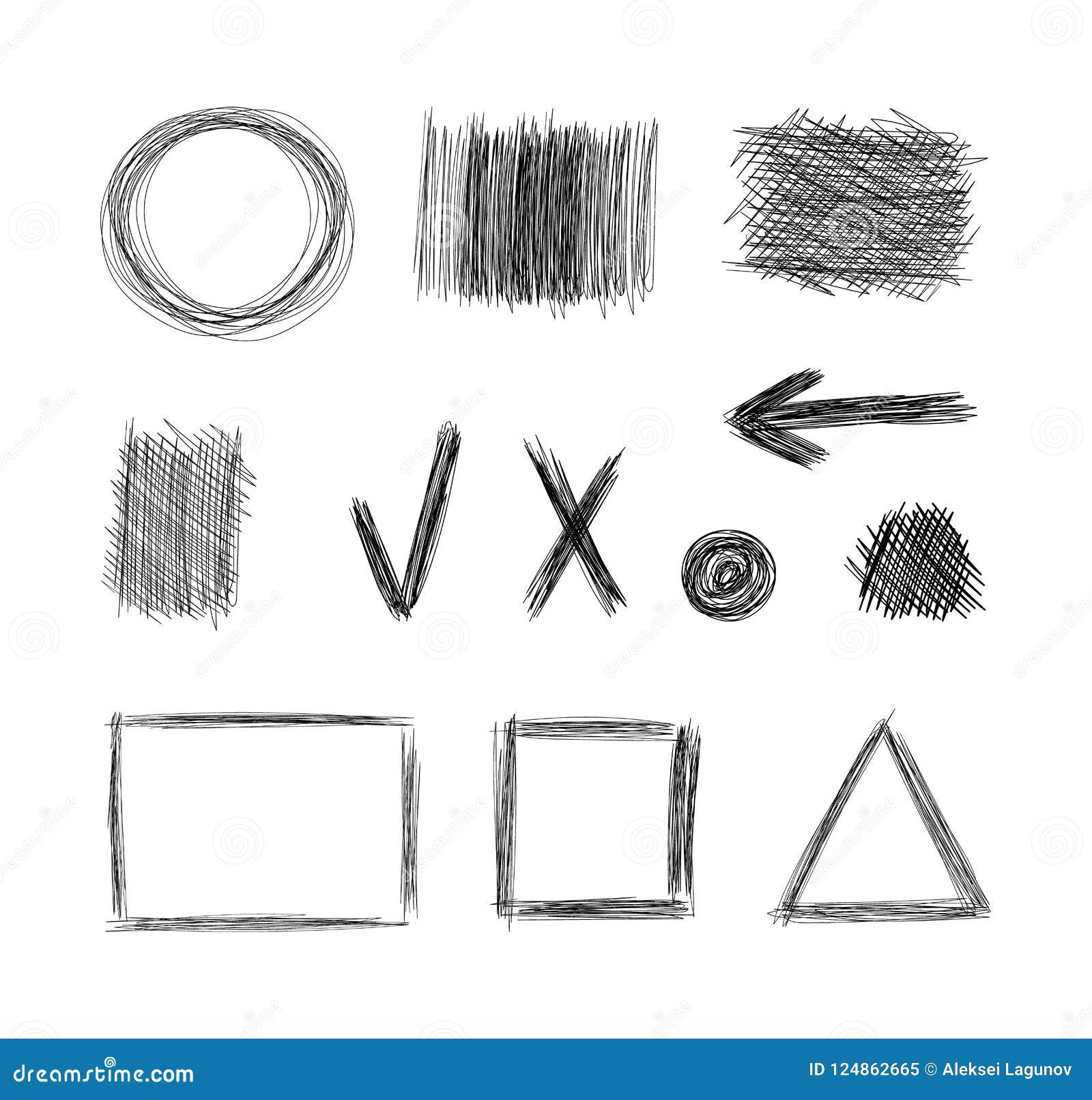 Vector Hand Drawn Design Elements, Set of Scribble Lines Symbols ...