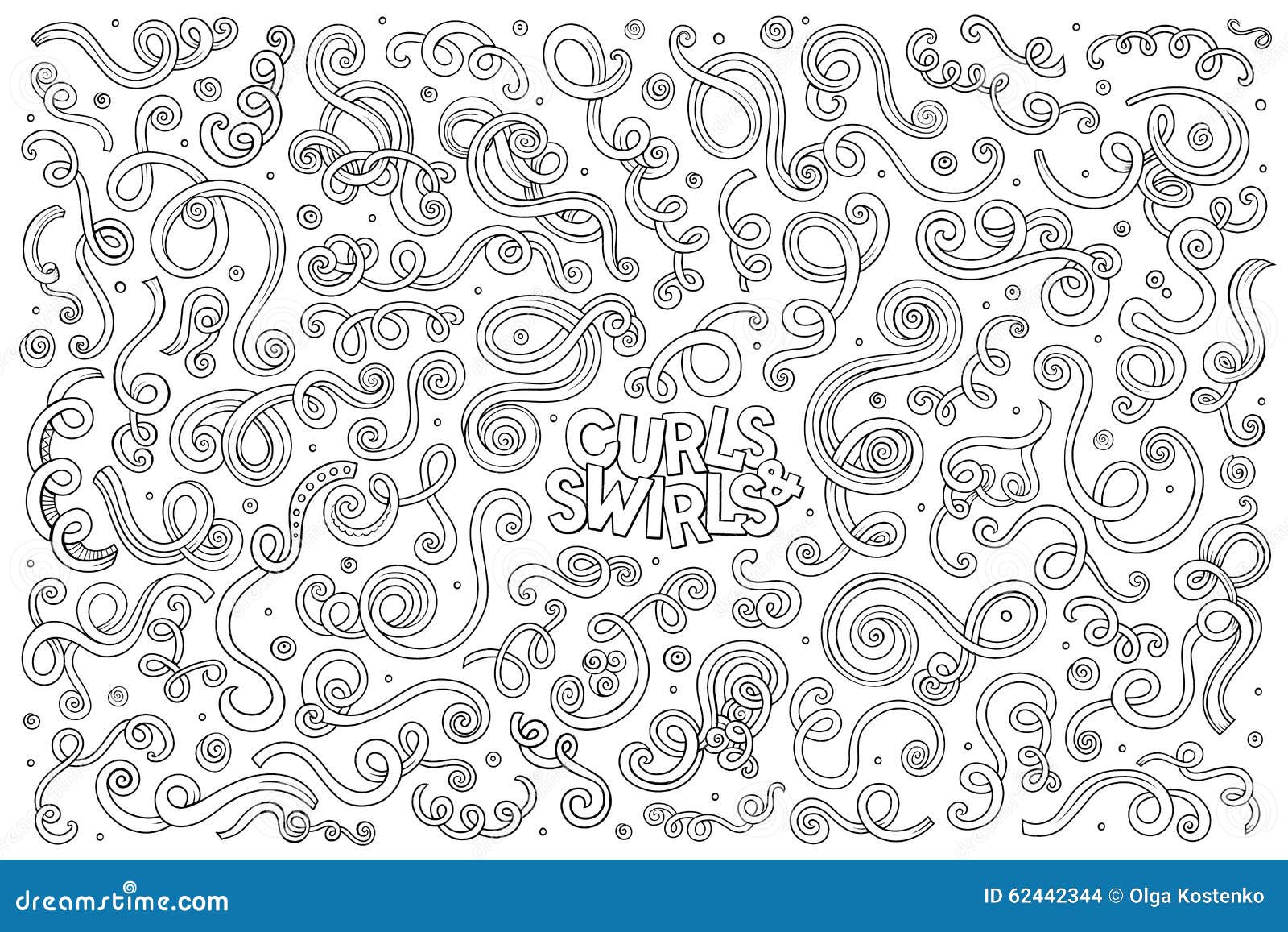 Vector Hand Drawn Doodle Cartoon Set of Curls and Stock Vector ...