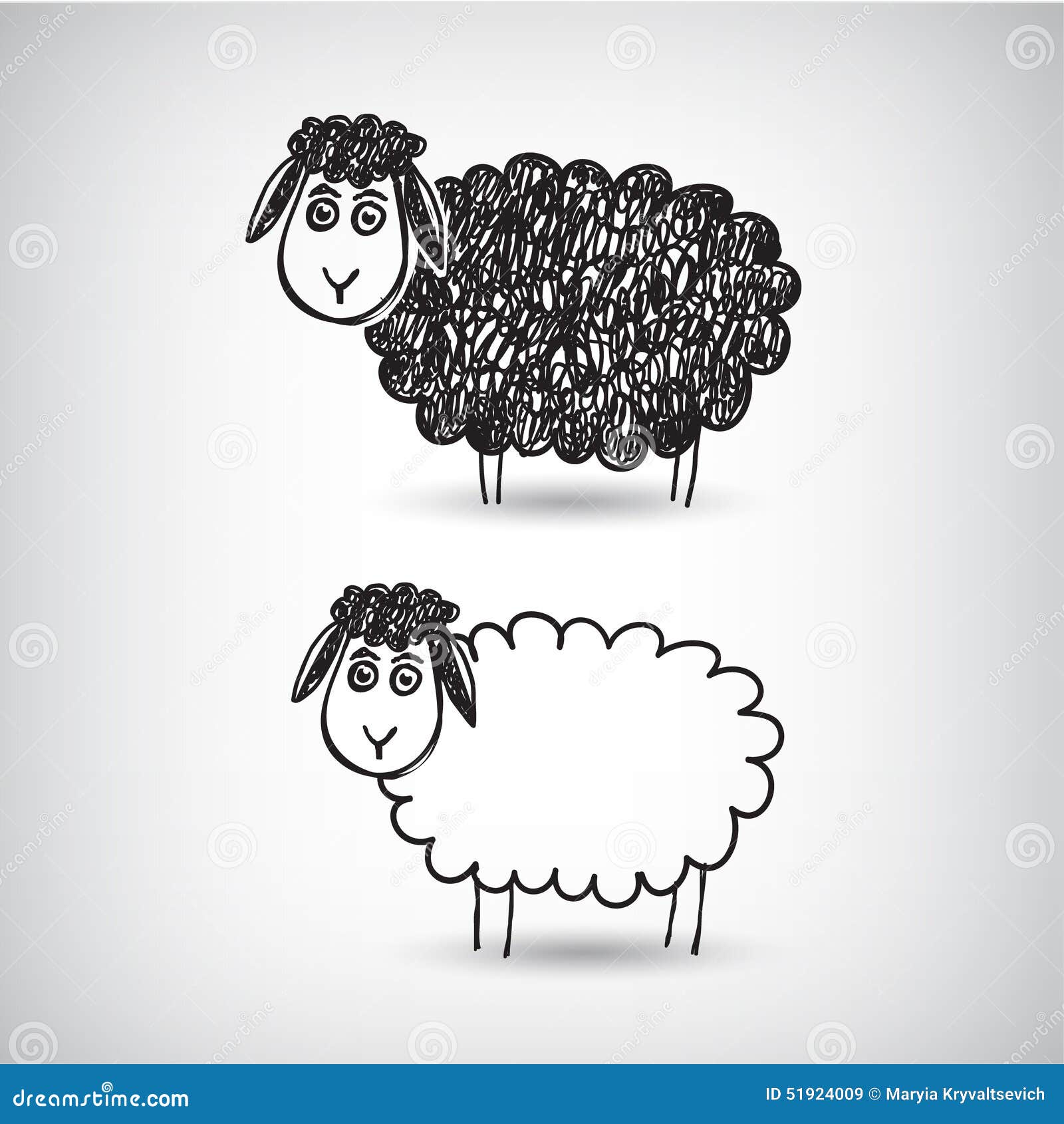 Vector Hand Drawn Doodle Cartoon Sheep Stock Vector - Illustration of ...