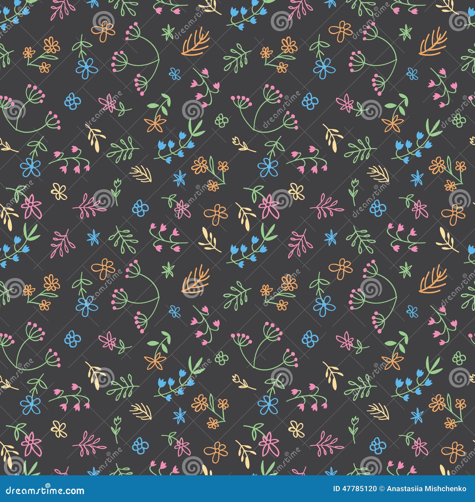 Vector Hand Drawn Doodle Flower Seamless Pattern Stock Vector ...