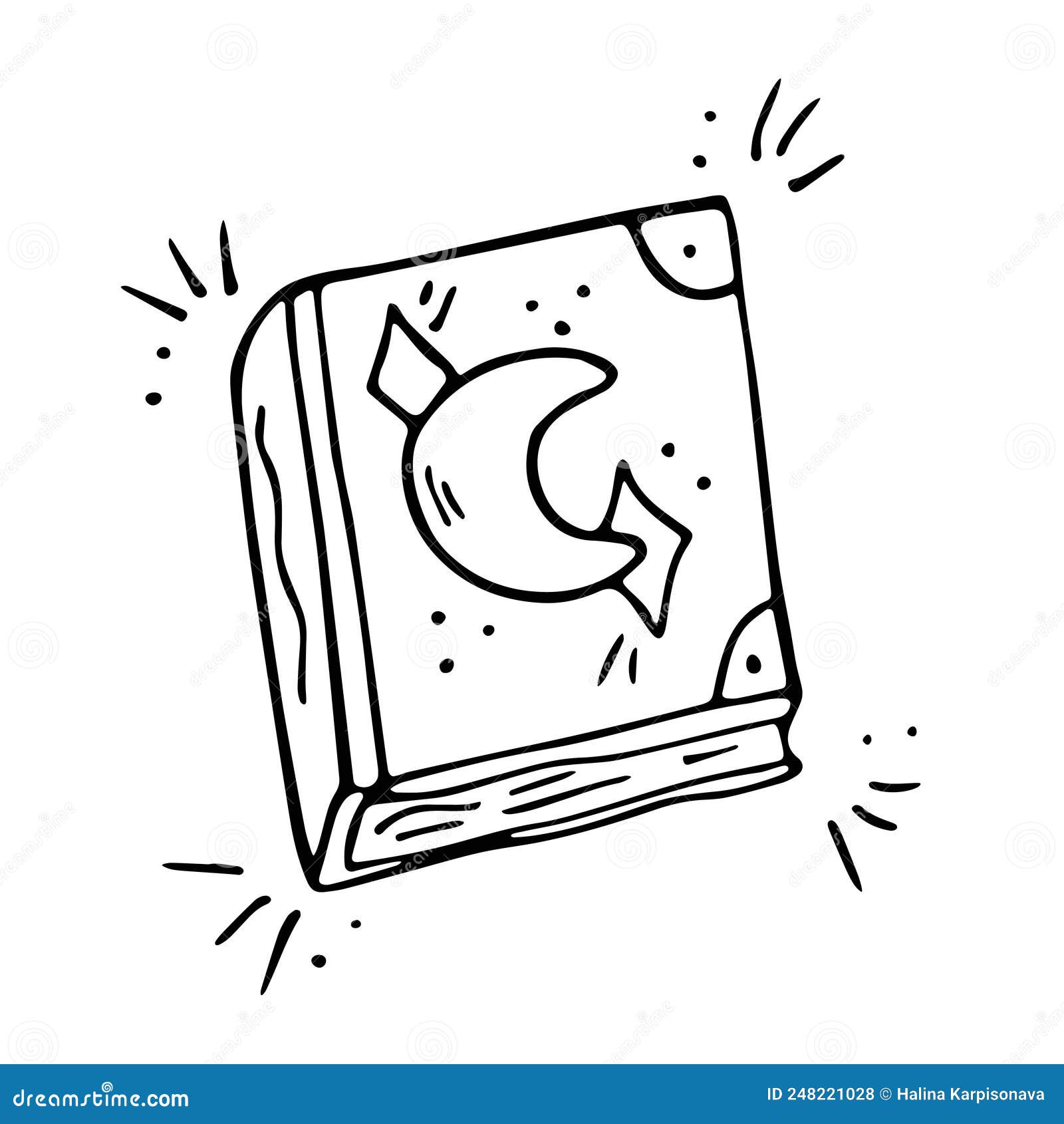 Vector Hand Drawn Doodle Magic Book Cartoon. Wizard Book of Spells ...