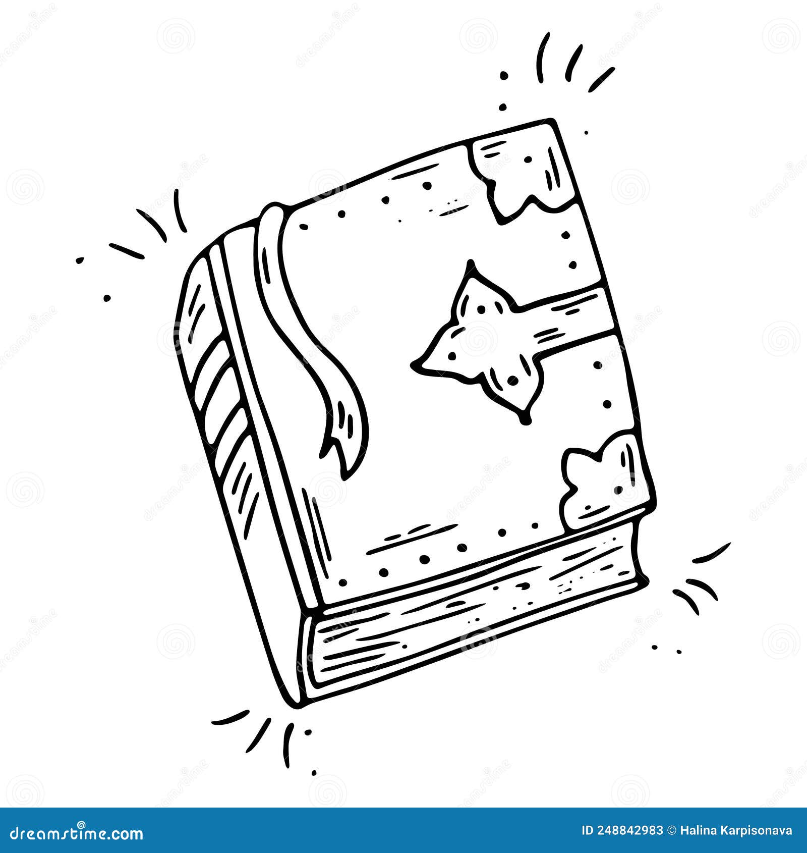 Vector Hand Drawn Doodle Magic Book Cartoon. Wizard Book of Spells. Old ...