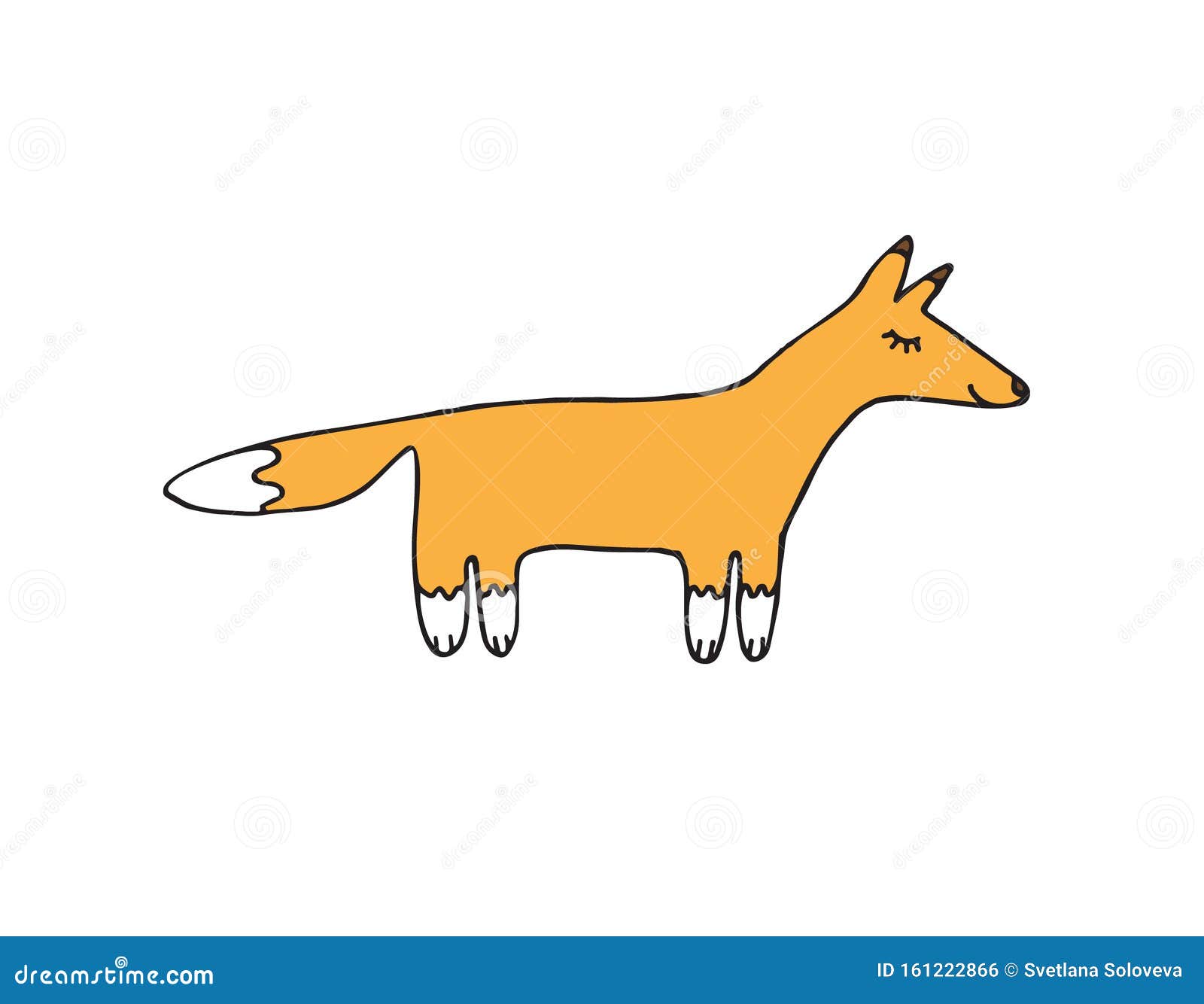 Vector Hand Drawn Doodle Orange Fox Stock Illustration - Illustration ...