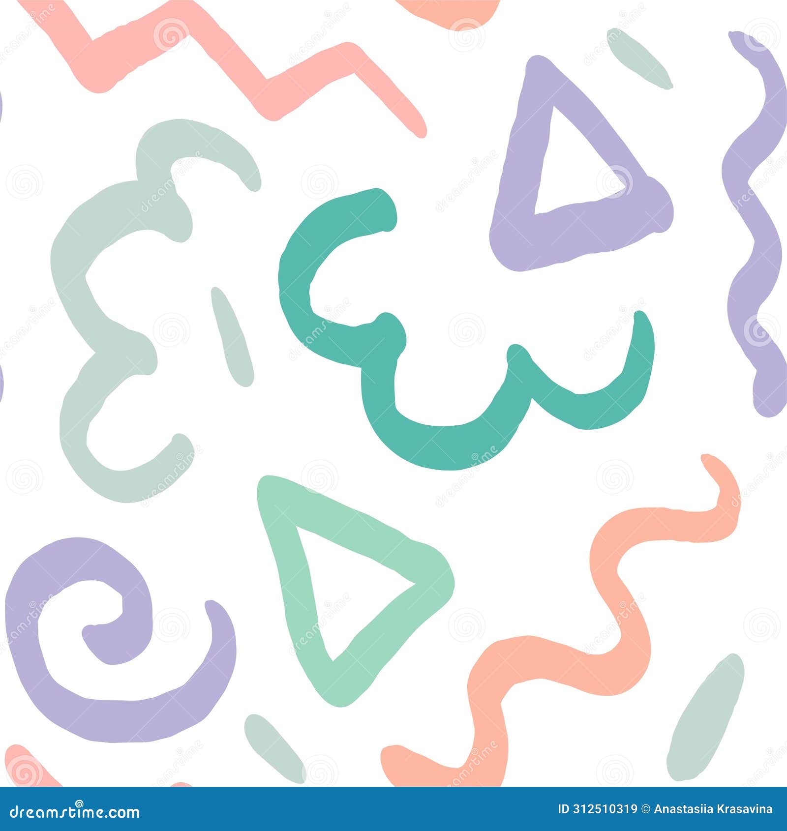 Vector Hand Drawn Doodle Seamless Pattern with Cute Squiggles ...
