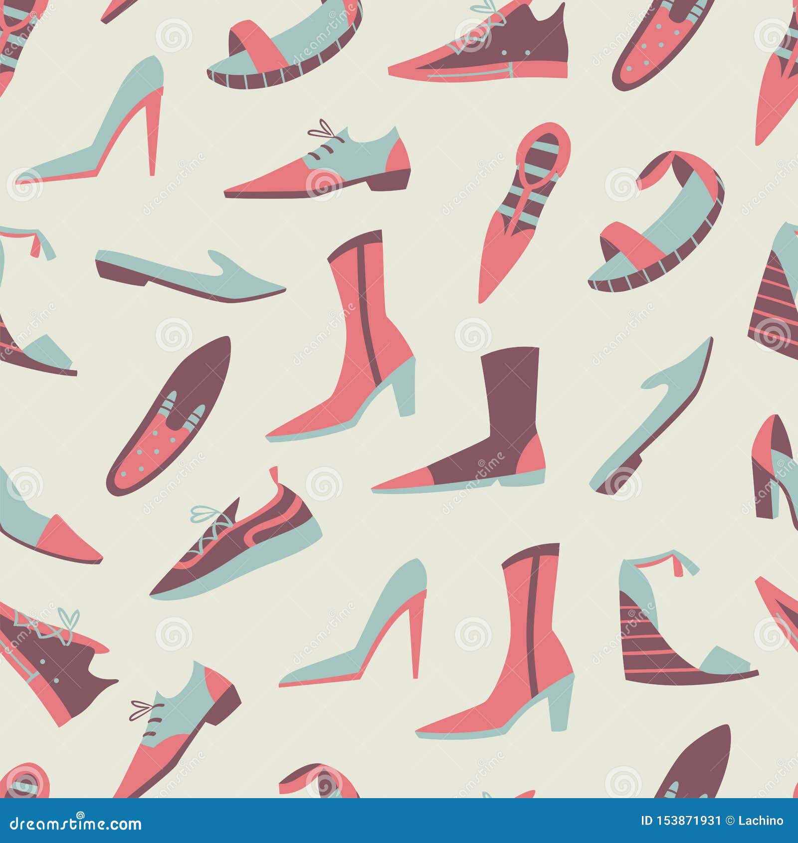 Vector Hand Drawn Doodle Shoe Pattern. Seamless Vector Background Stock ...