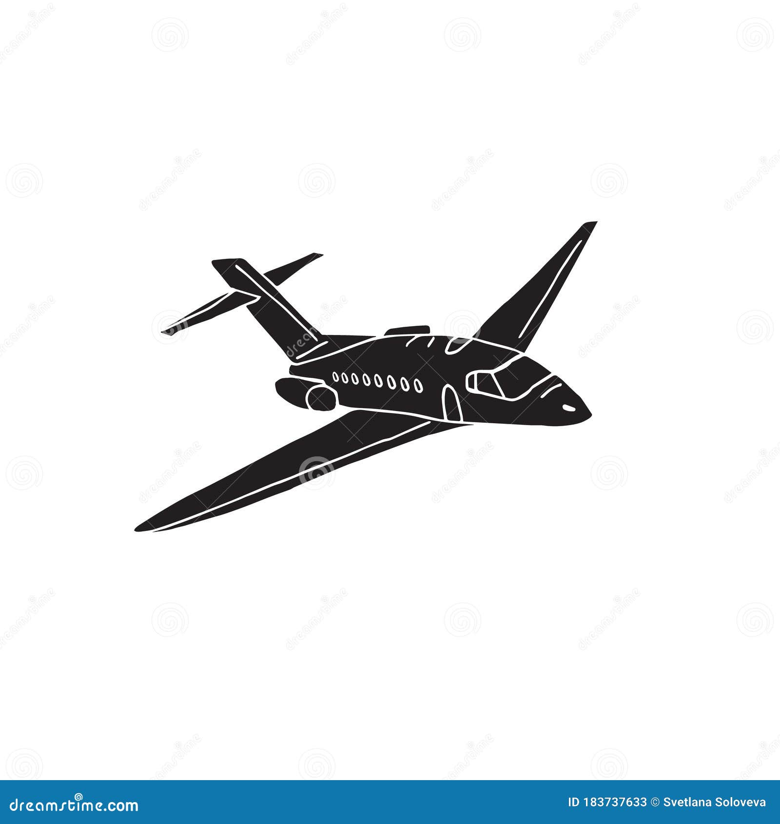 Vector Hand Drawn Doodle Sketch Black Airplane Stock Illustration ...