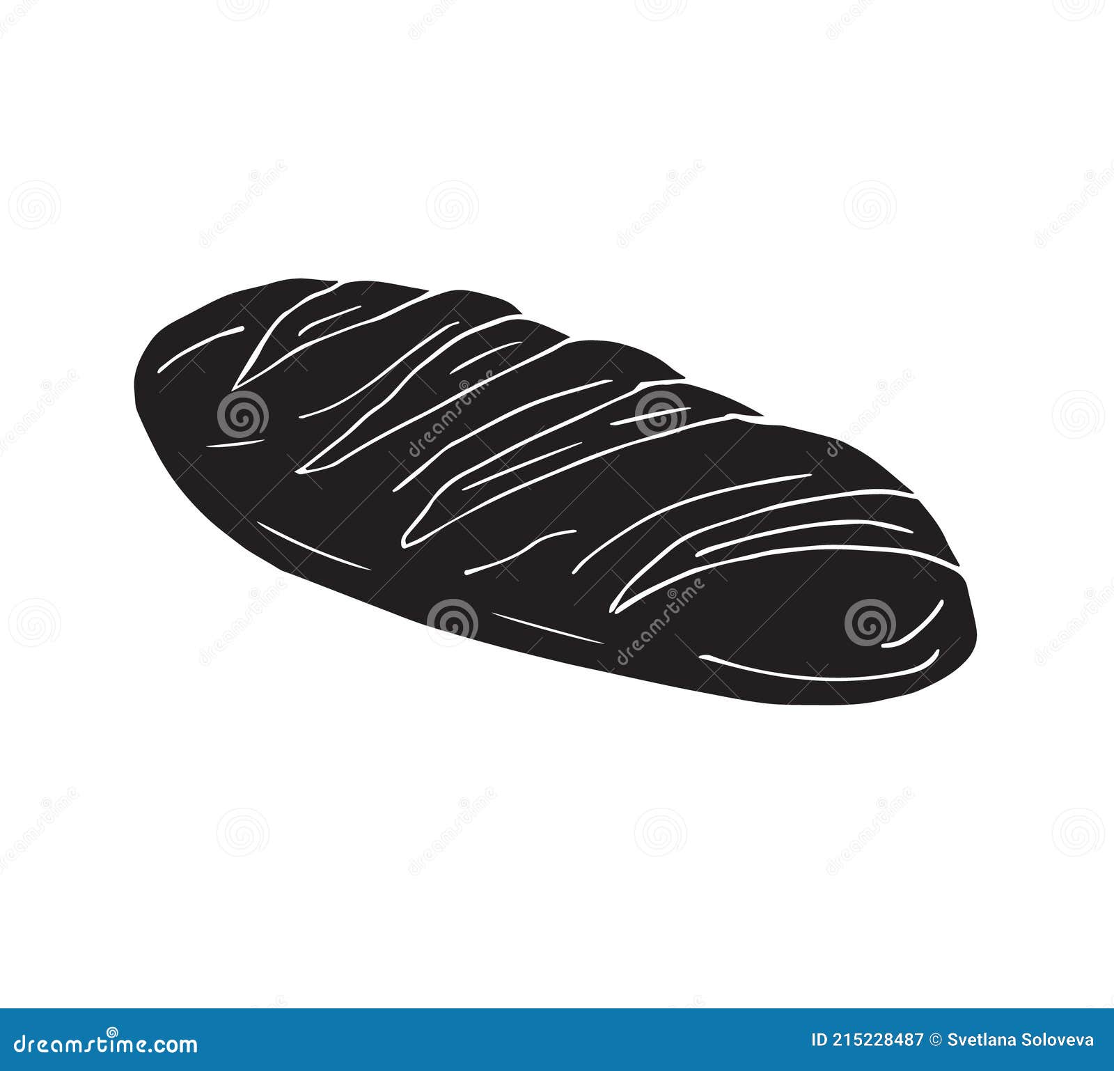 Vector Hand Drawn Doodle Sketch Black Bread Stock Vector - Illustration ...