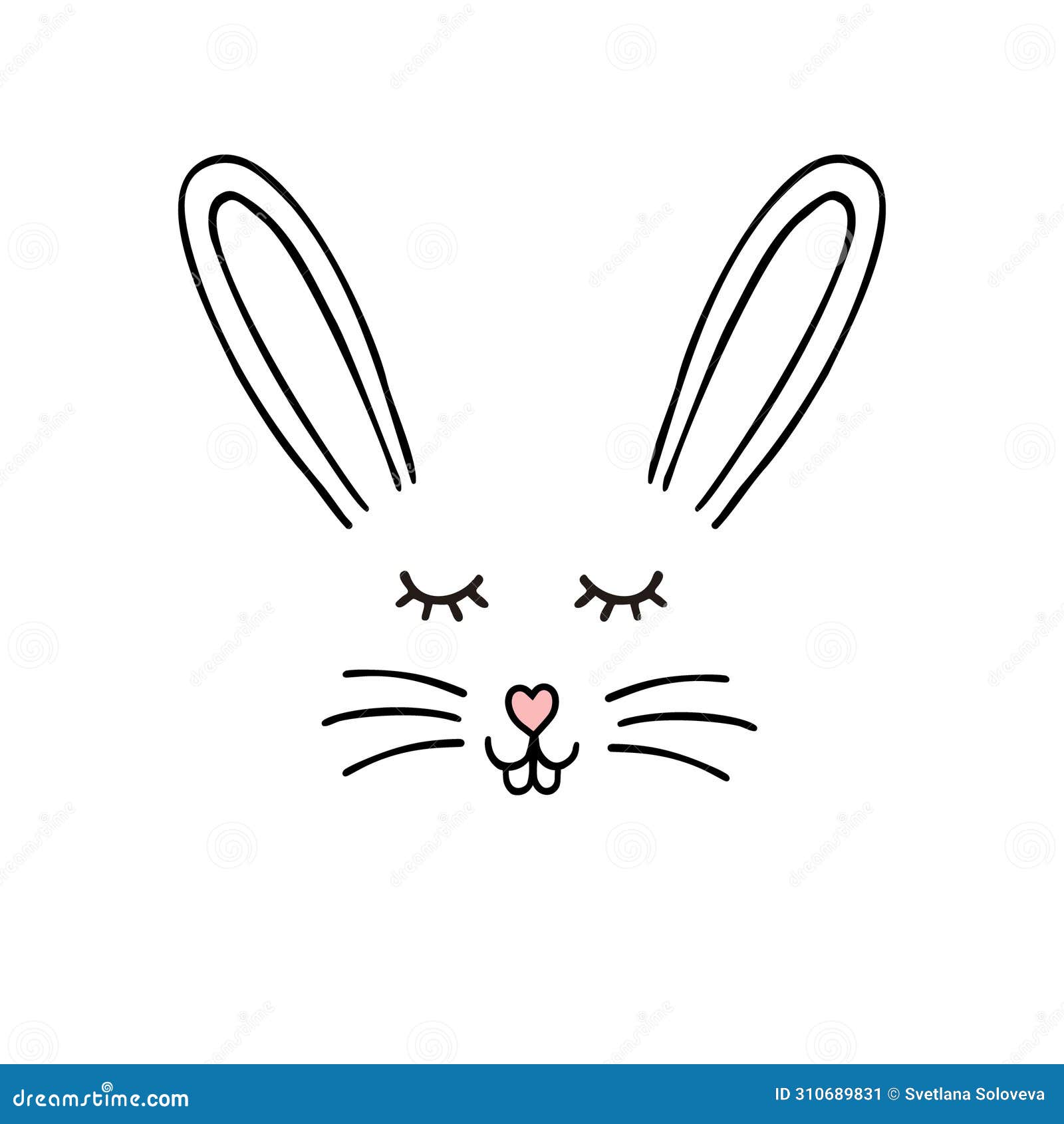Vector Hand Drawn Doodle Sketch Bunny Rabbit Face Stock Vector ...