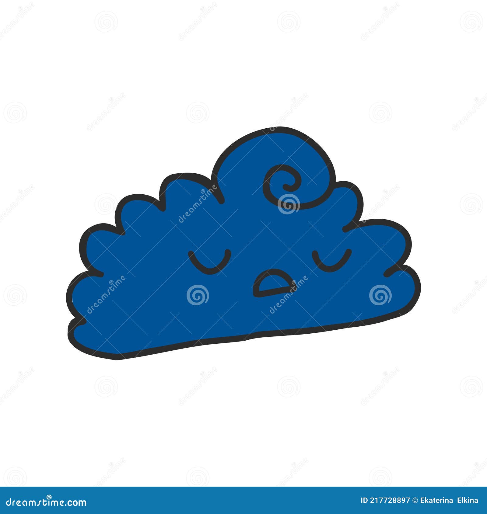 Vector Hand Drawn Doodle Sketch Cloud with Face Isolated on White ...