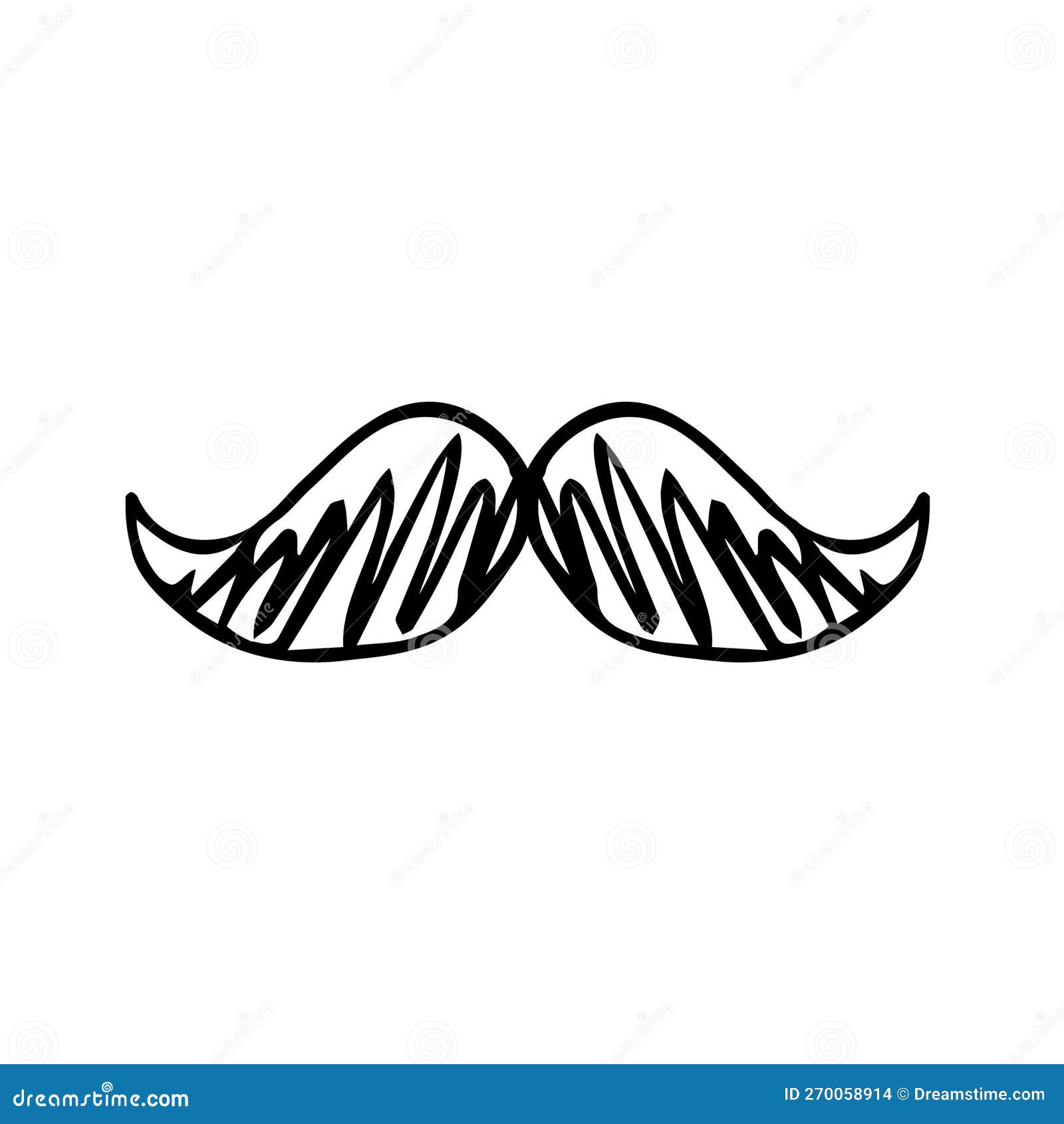 Vector Hand Drawn Doodle Sketch Mustache Stock Vector - Illustration of ...