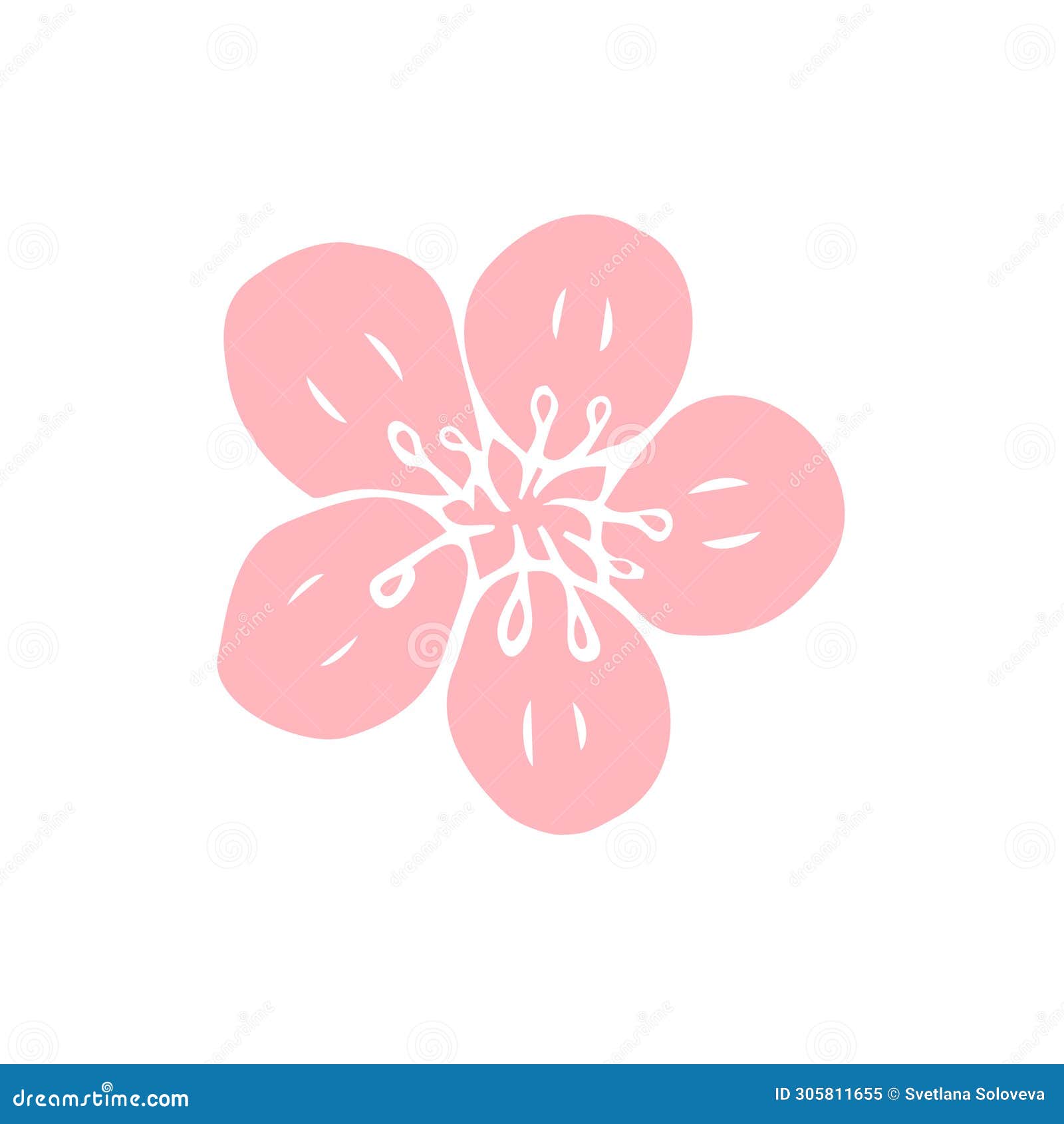 Vector Hand Drawn Doodle Sketch Pink Sakura Flower Stock Illustration ...