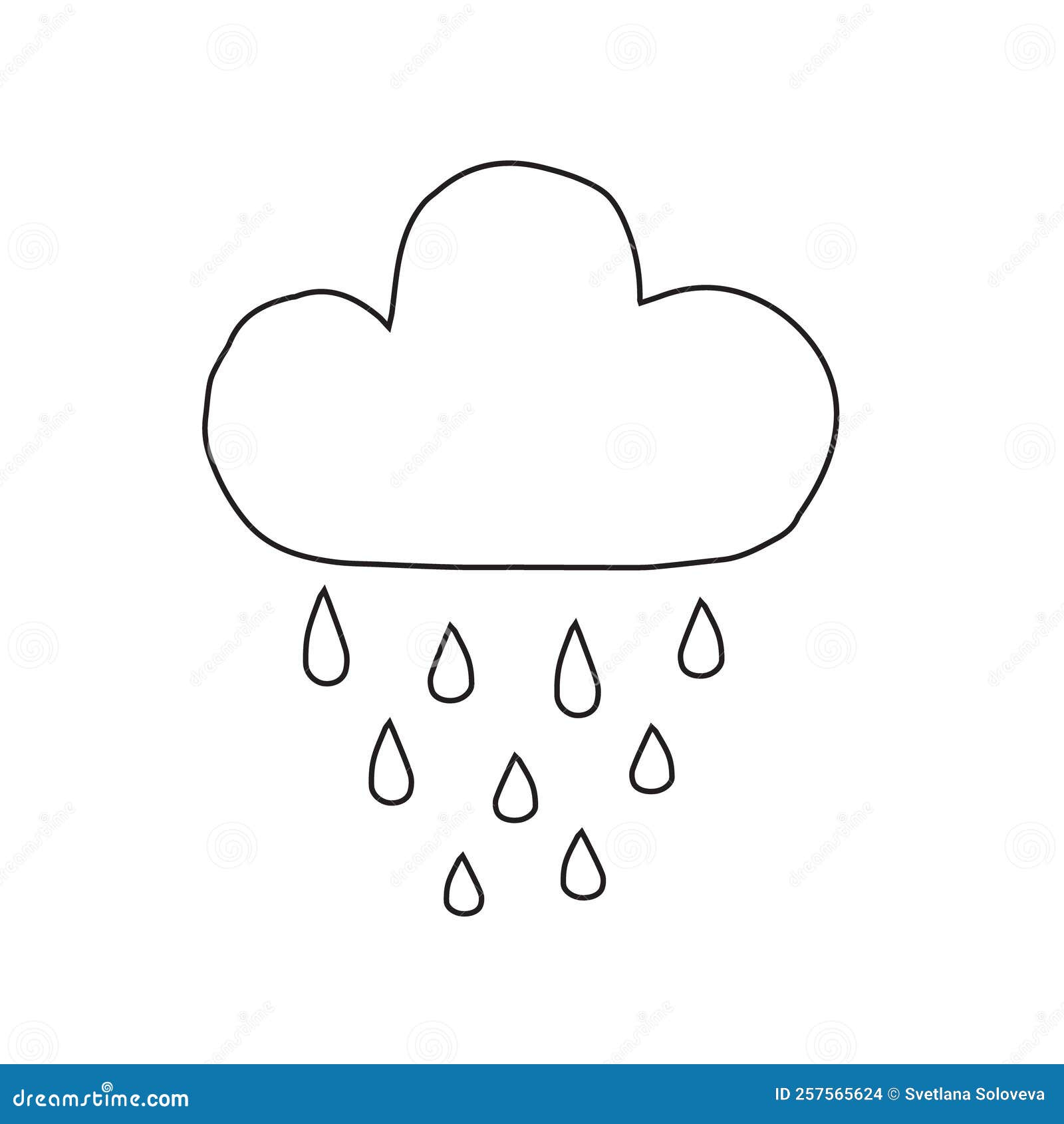 Vector Hand Drawn Doodle Sketch Raining Cloud Stock Vector ...