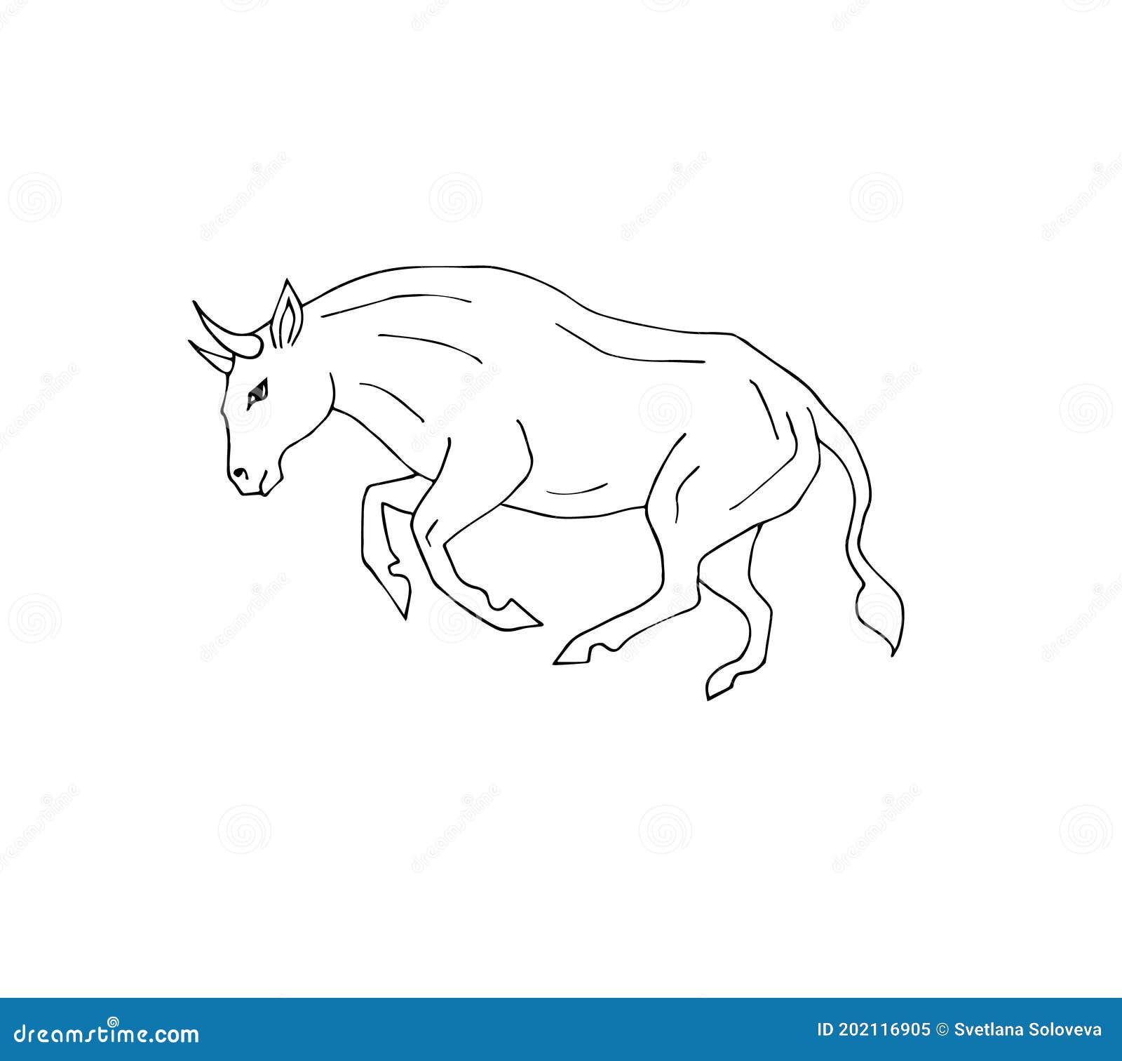 Vector Hand Drawn Doodle Sketch Running Bull Stock Illustration ...