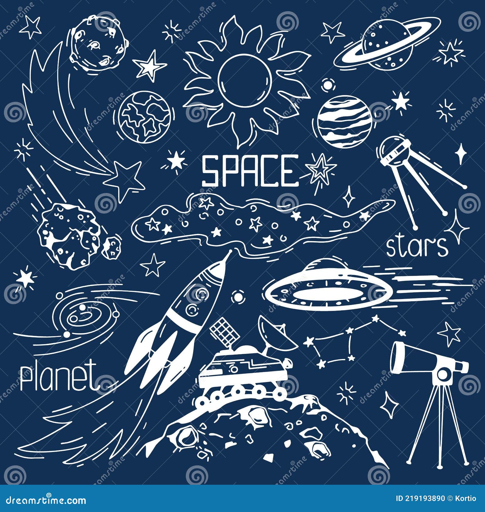 Space. Planets. Stars. Vector Set Of Space Elements On An Isolated ...