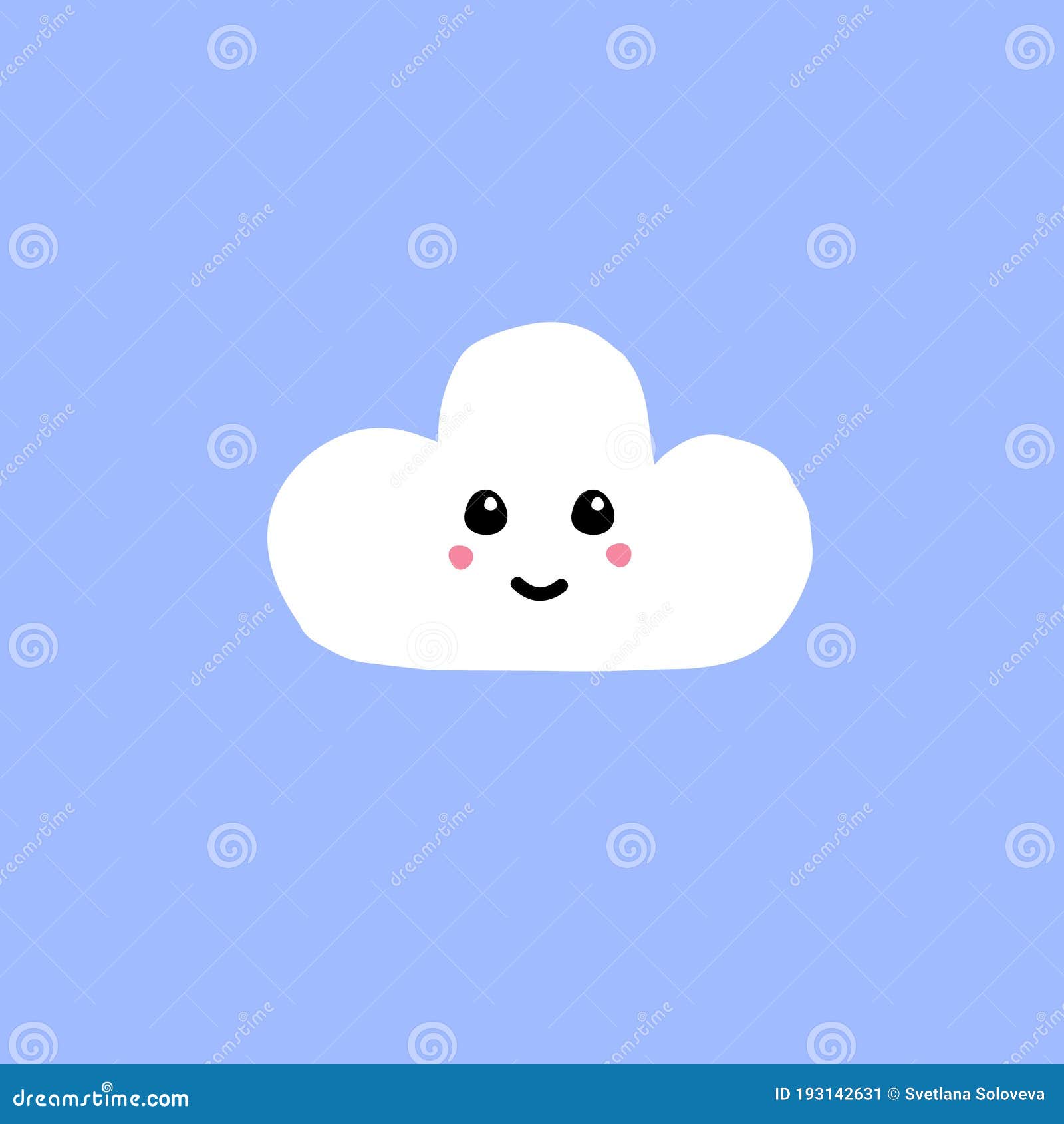 Vector Hand Drawn Doodle White Cloud with Face Stock Illustration ...