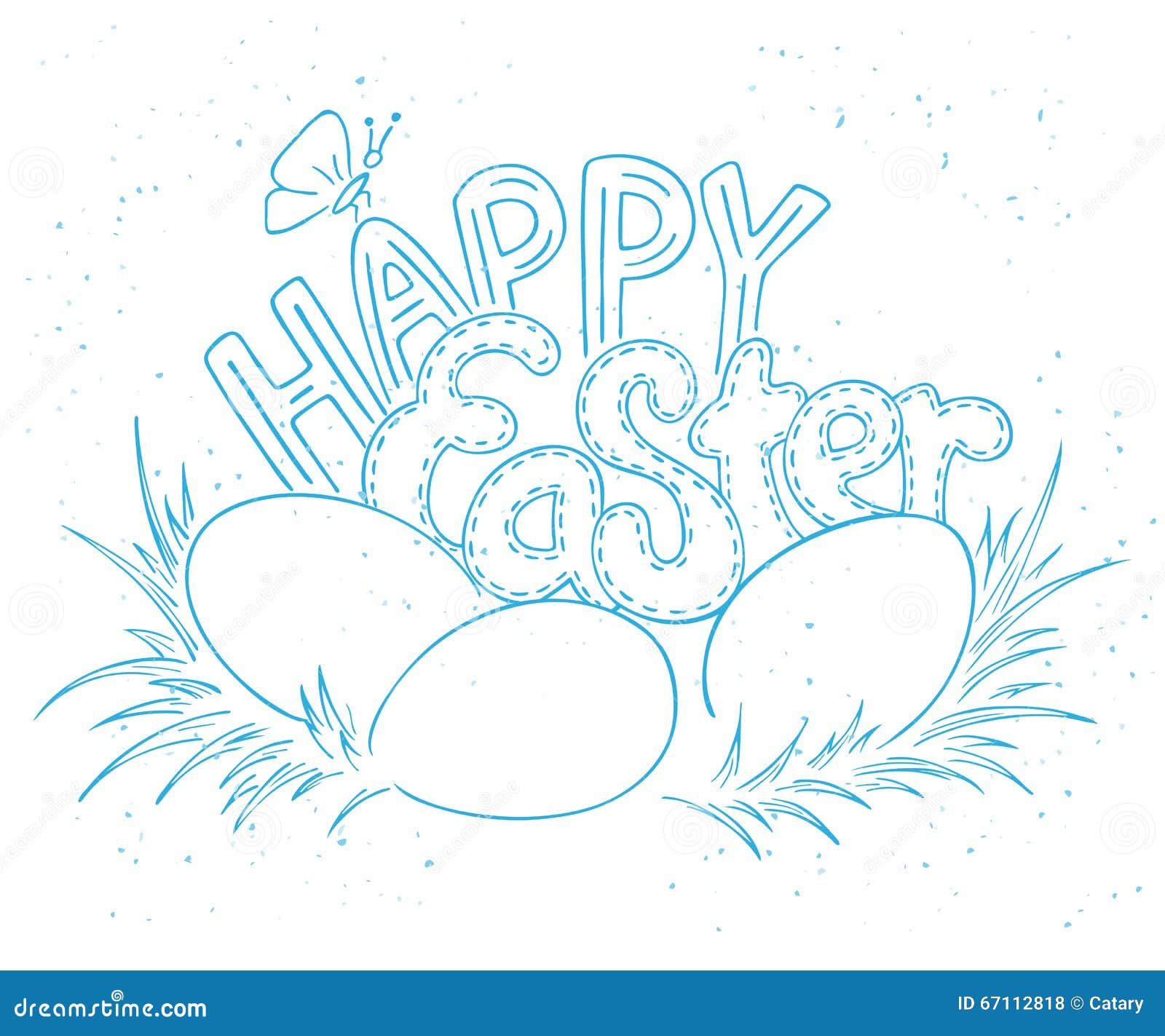 Vector Hand Drawn Easter Lettering Greeting Quote with Eggs on Grass ...