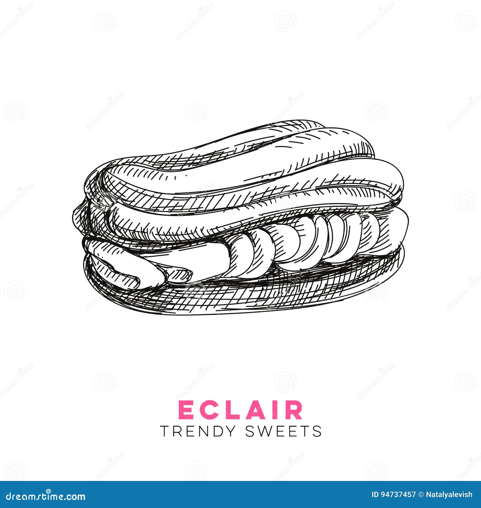Vector Hand Drawn Eclair Illustration. Stock Vector - Illustration of ...