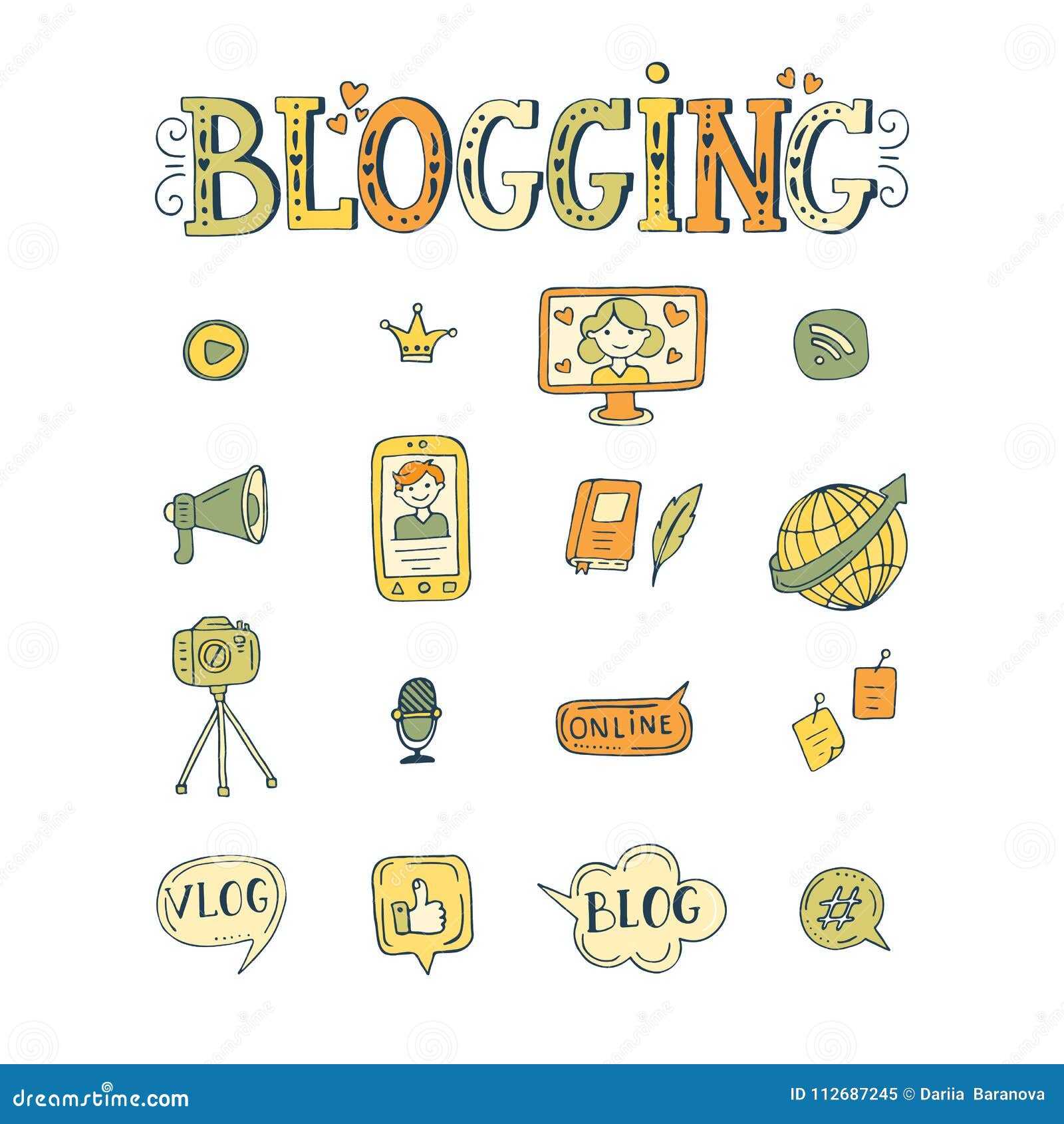 Vector blogging elements stock vector. Illustration of flow - 112687245