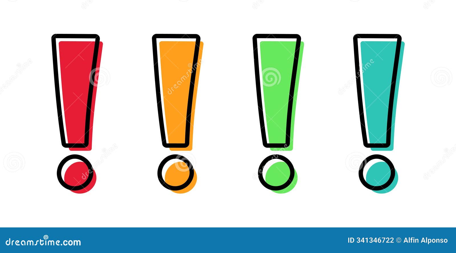 Vector Hand Drawn Exclamation Mark Icon in Multiple Color Stock ...