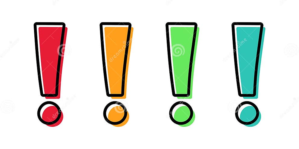 Vector Hand Drawn Exclamation Mark Icon in Multiple Color Stock ...