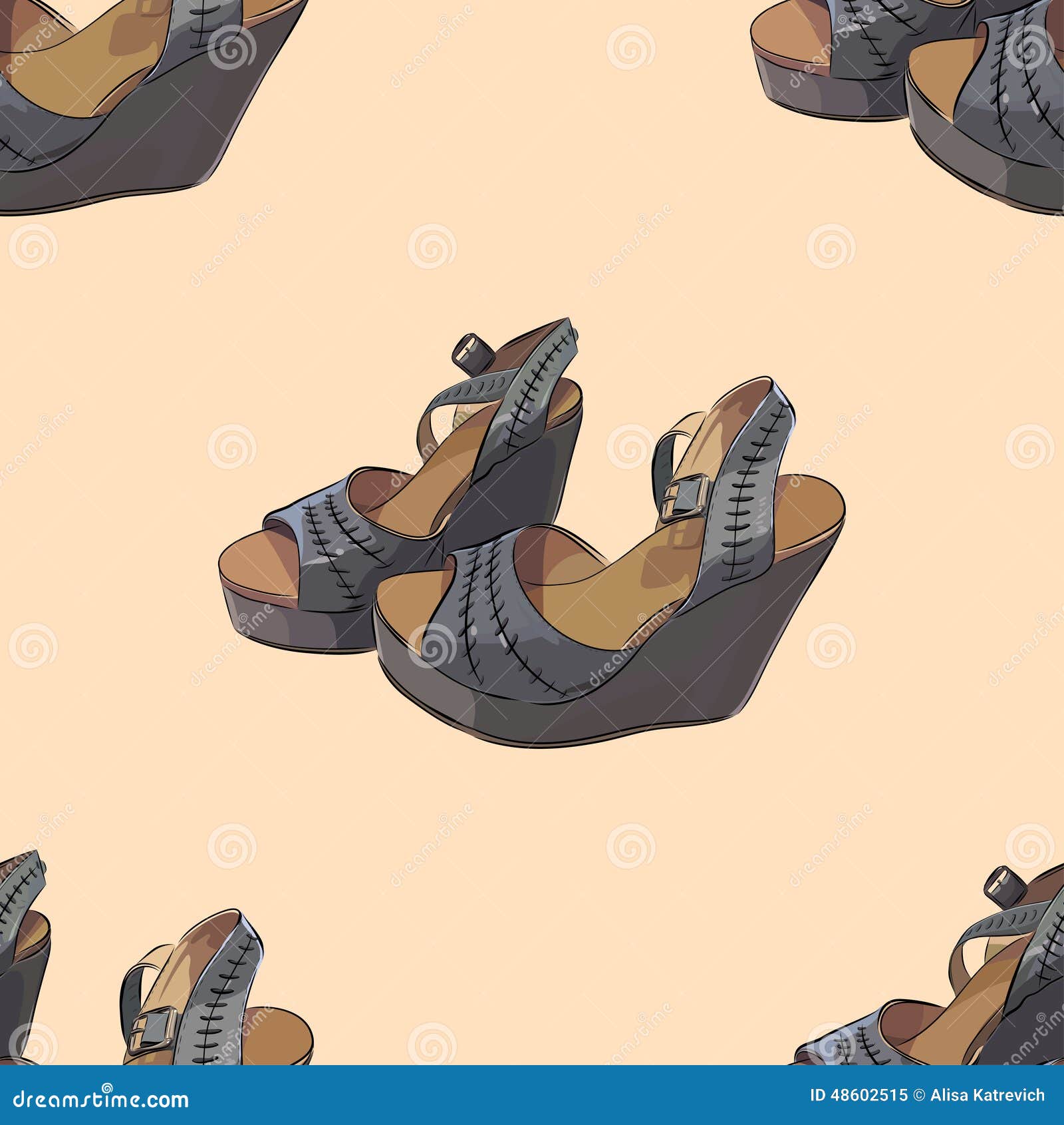 Vector Hand Drawn Female Sandals. Illustration Stock Vector ...