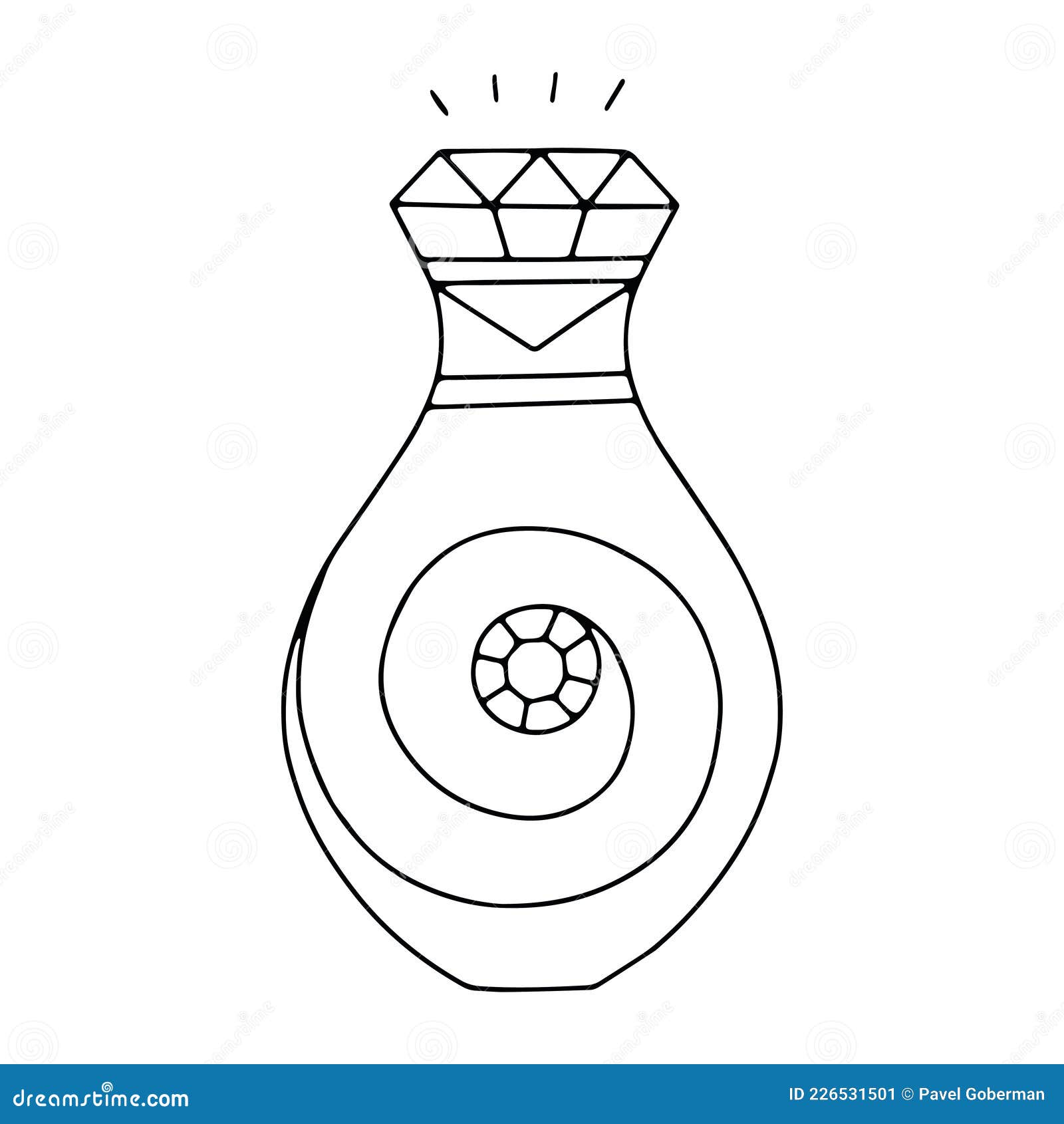 Vector Hand Drawn Flask with Magic Potion Outline Doodle Icon. Flask ...