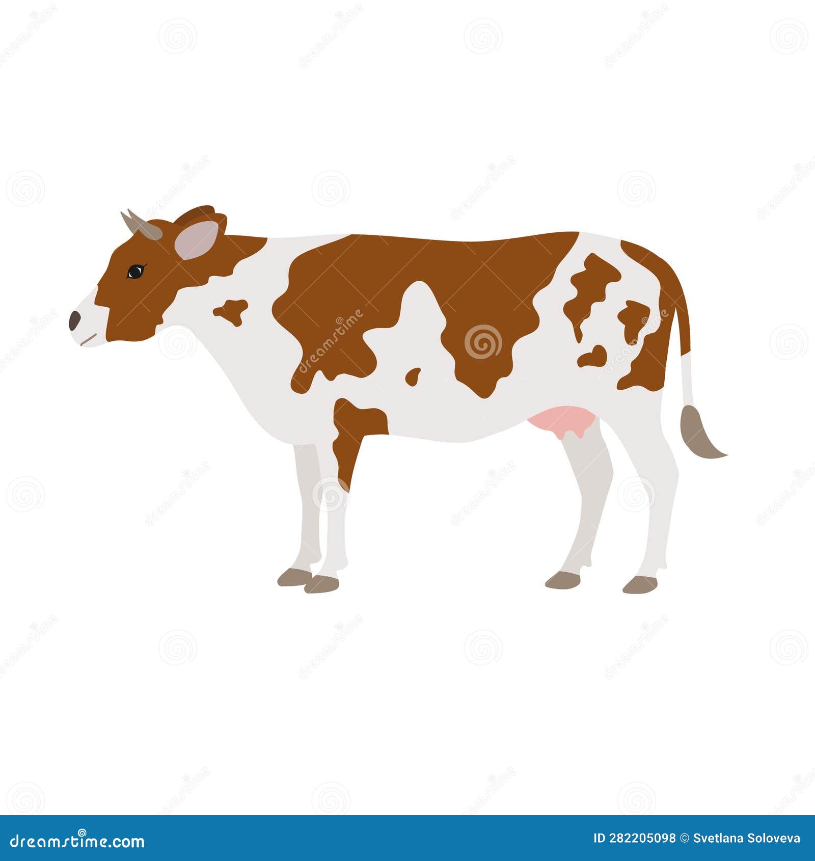 Vector hand drawn flat cow stock illustration. Illustration of farming ...