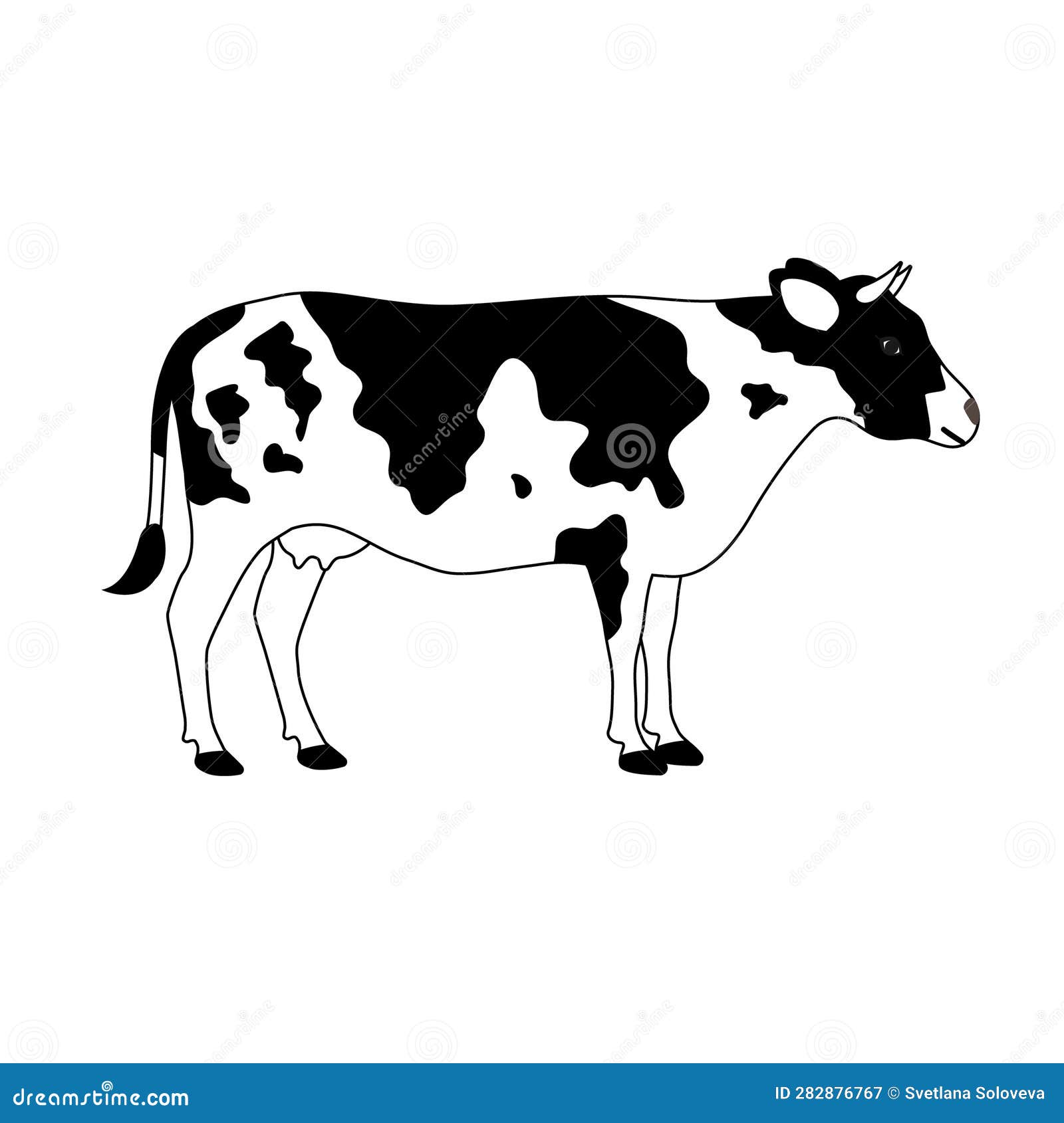 Vector hand drawn flat cow stock vector. Illustration of milk - 282876767