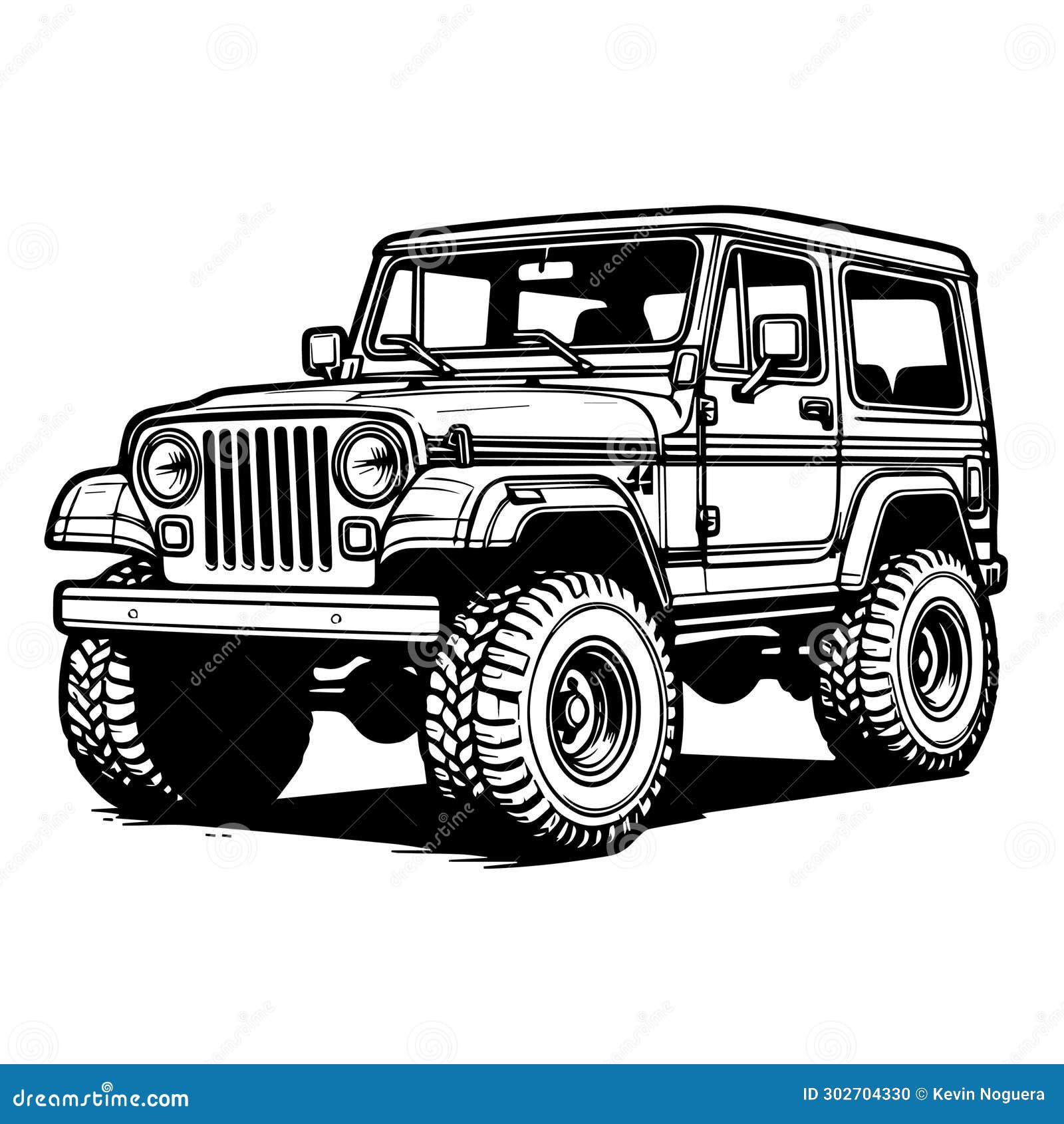Vector Hand Drawn Flat Design Outline of a 4x4 Pickup Truck Stock ...