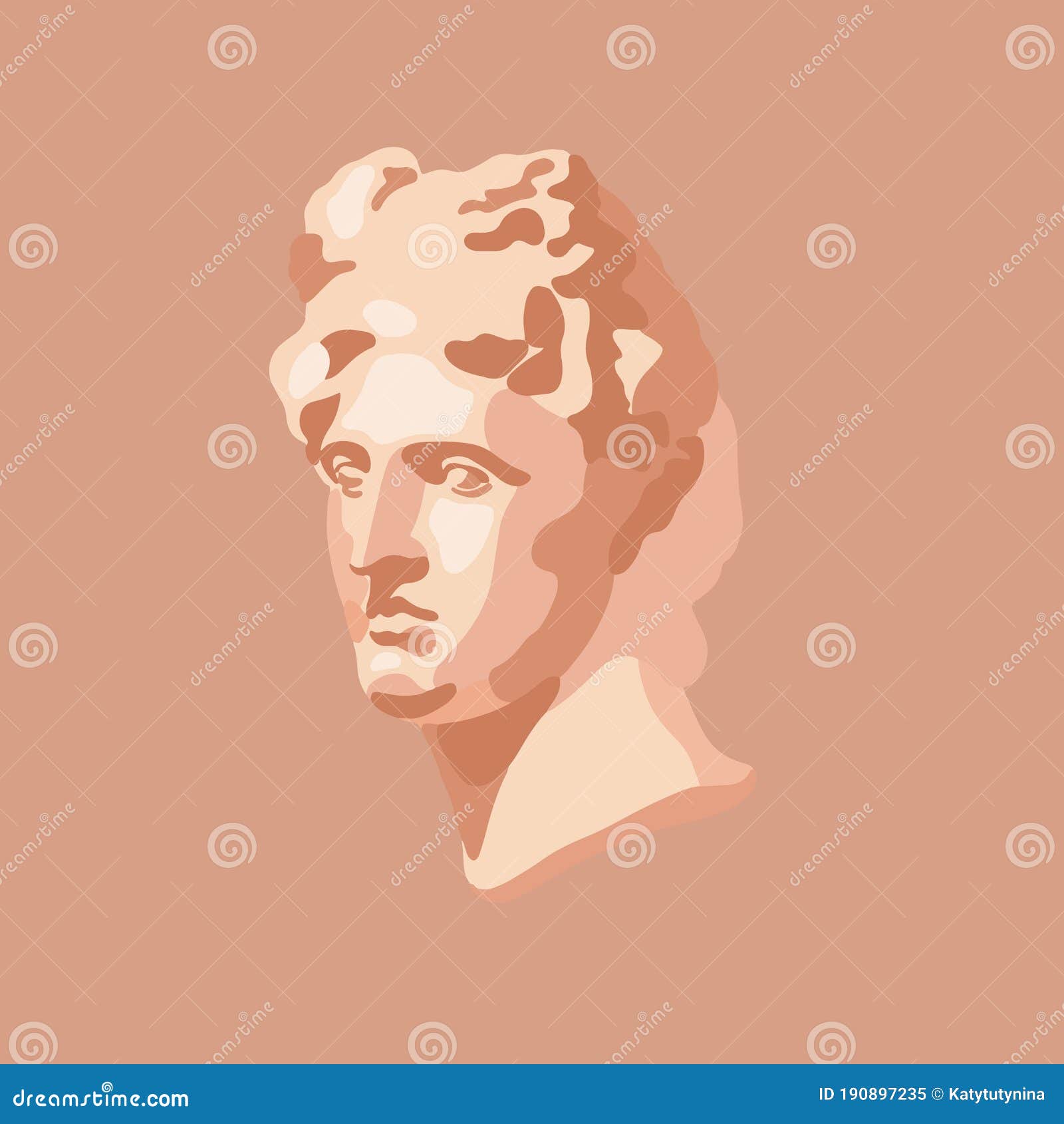 Antique Apollo God With Musical Harp, Flat Cartoon Vector Illustration ...