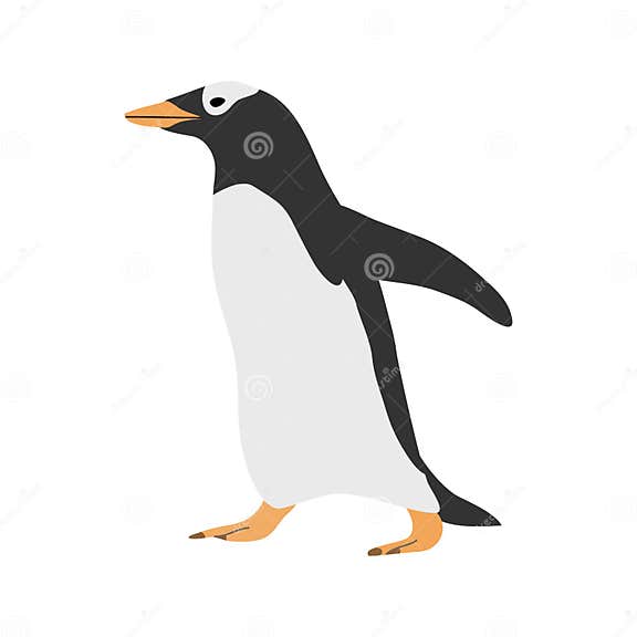 Vector Hand Drawn Flat Penguin Stock Vector - Illustration of black ...