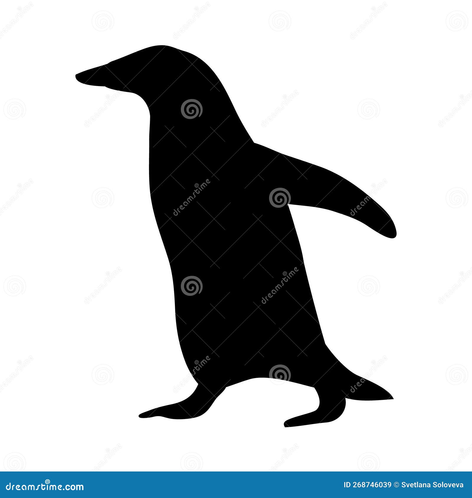 Vector Hand Drawn Flat Penguin Silhouette Stock Vector - Illustration ...