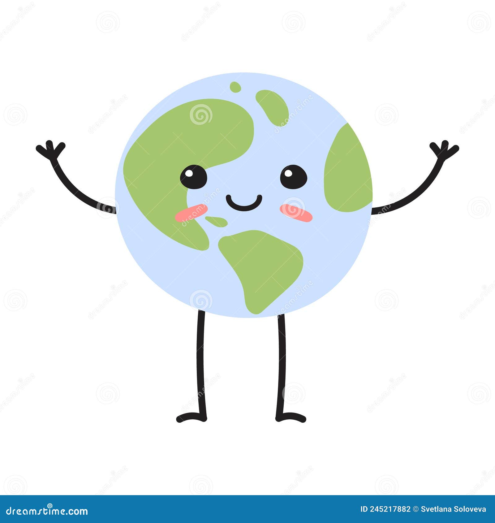 Vector Hand Drawn Flat Planet Earth with Face Stock Vector ...
