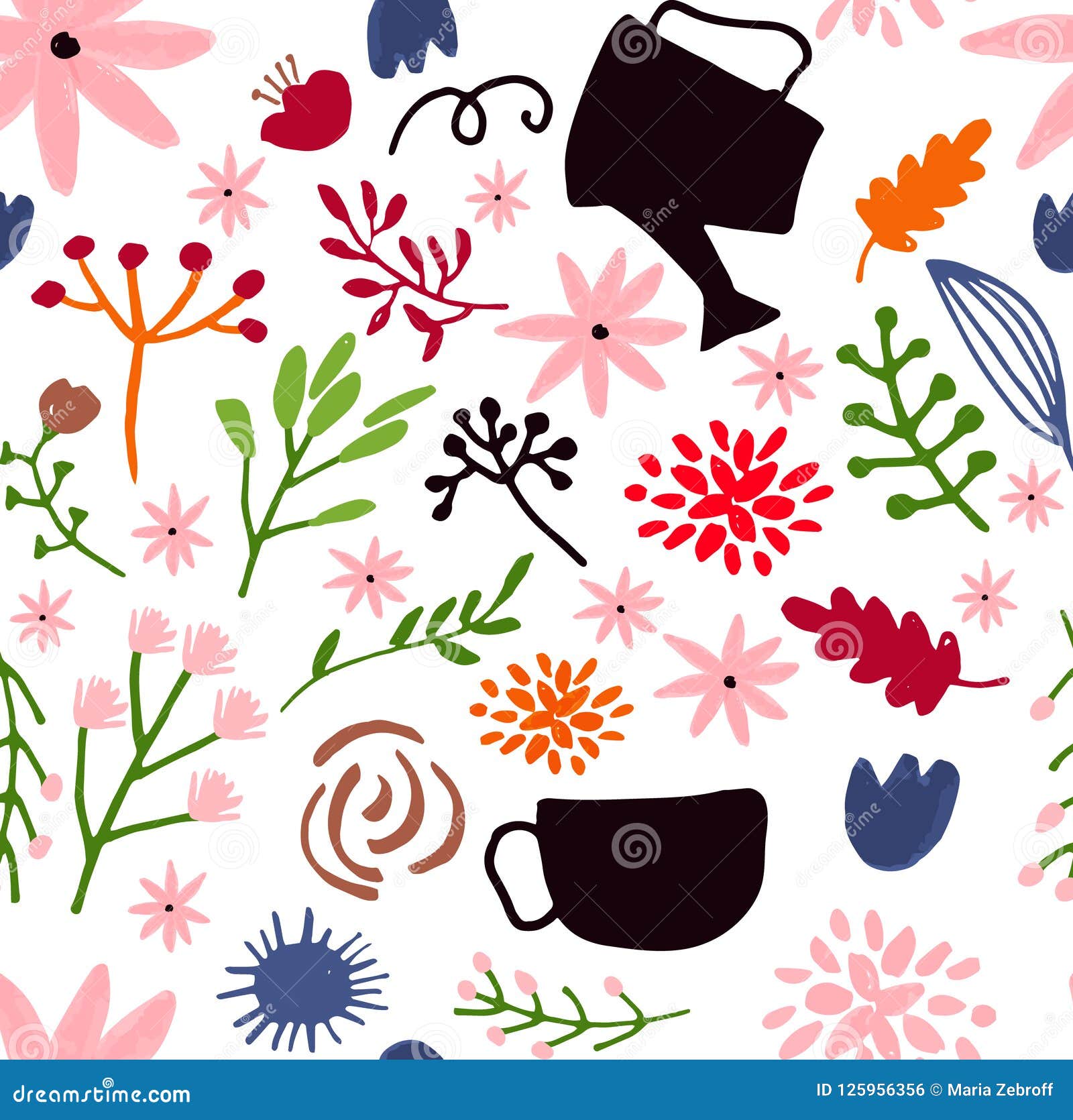 Vector Hand Drawn Floral Pattern, Delicate Flowers Stock Vector ... Vector Hand Drawn Floral Pattern, Delicate Flowers Stock Vector ...