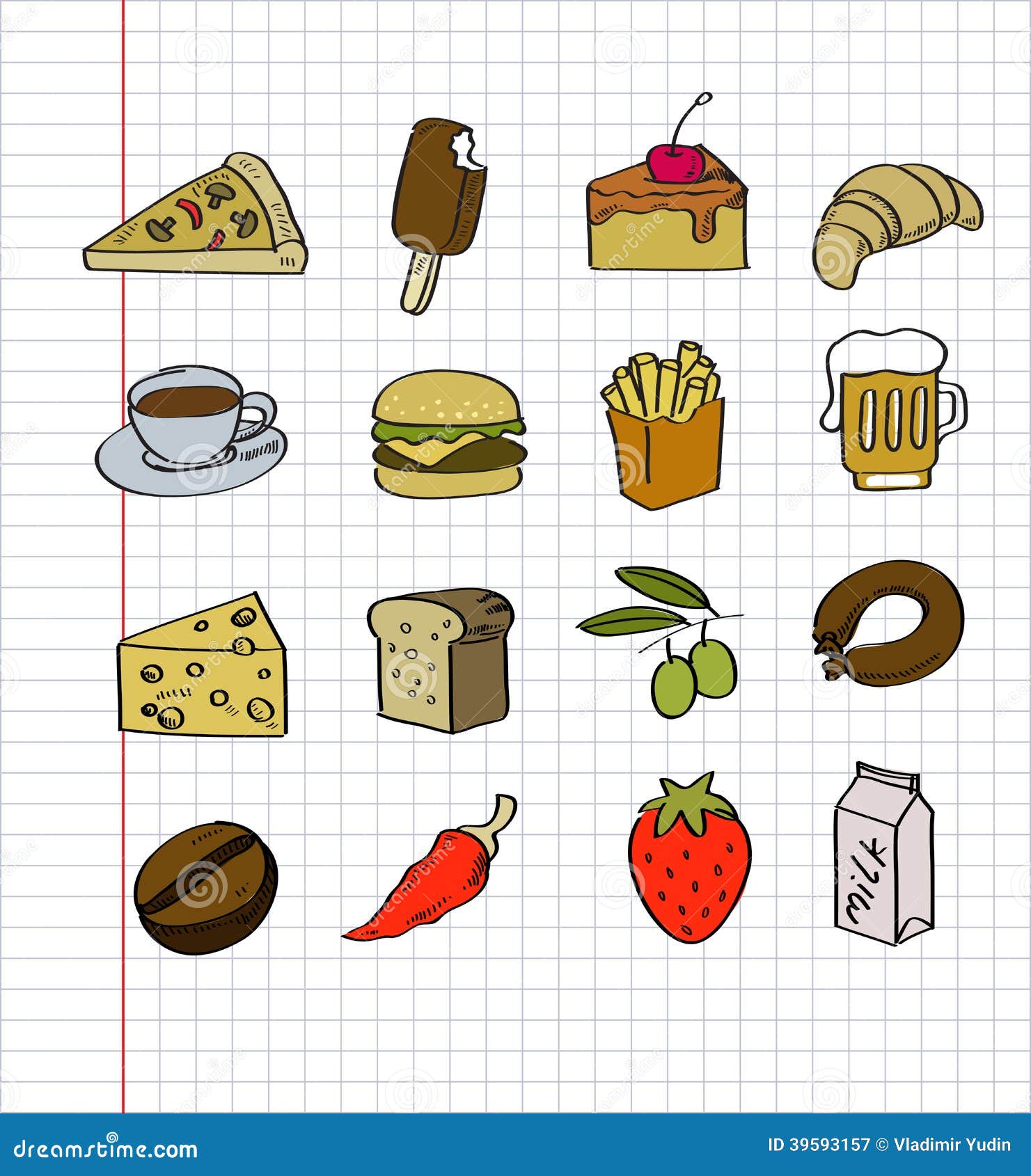 Vector hand drawn food stock vector. Illustration of bread - 39593157