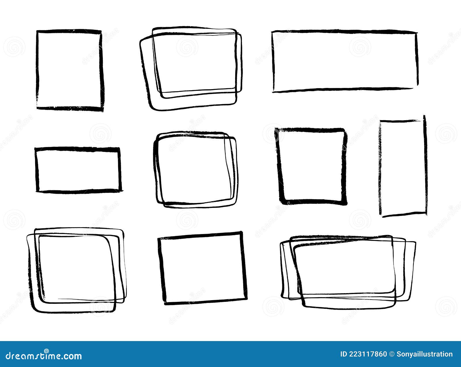 Vector Hand Drawn Grunge Contour Frames Stock Vector - Illustration of ...