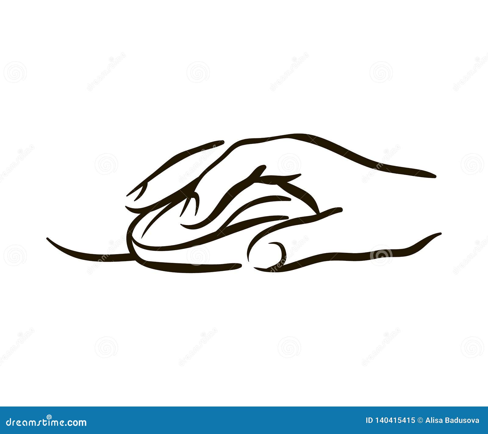 Vector Hand Drawn Hand with Computer Mouse Sketch Illustration on White ...