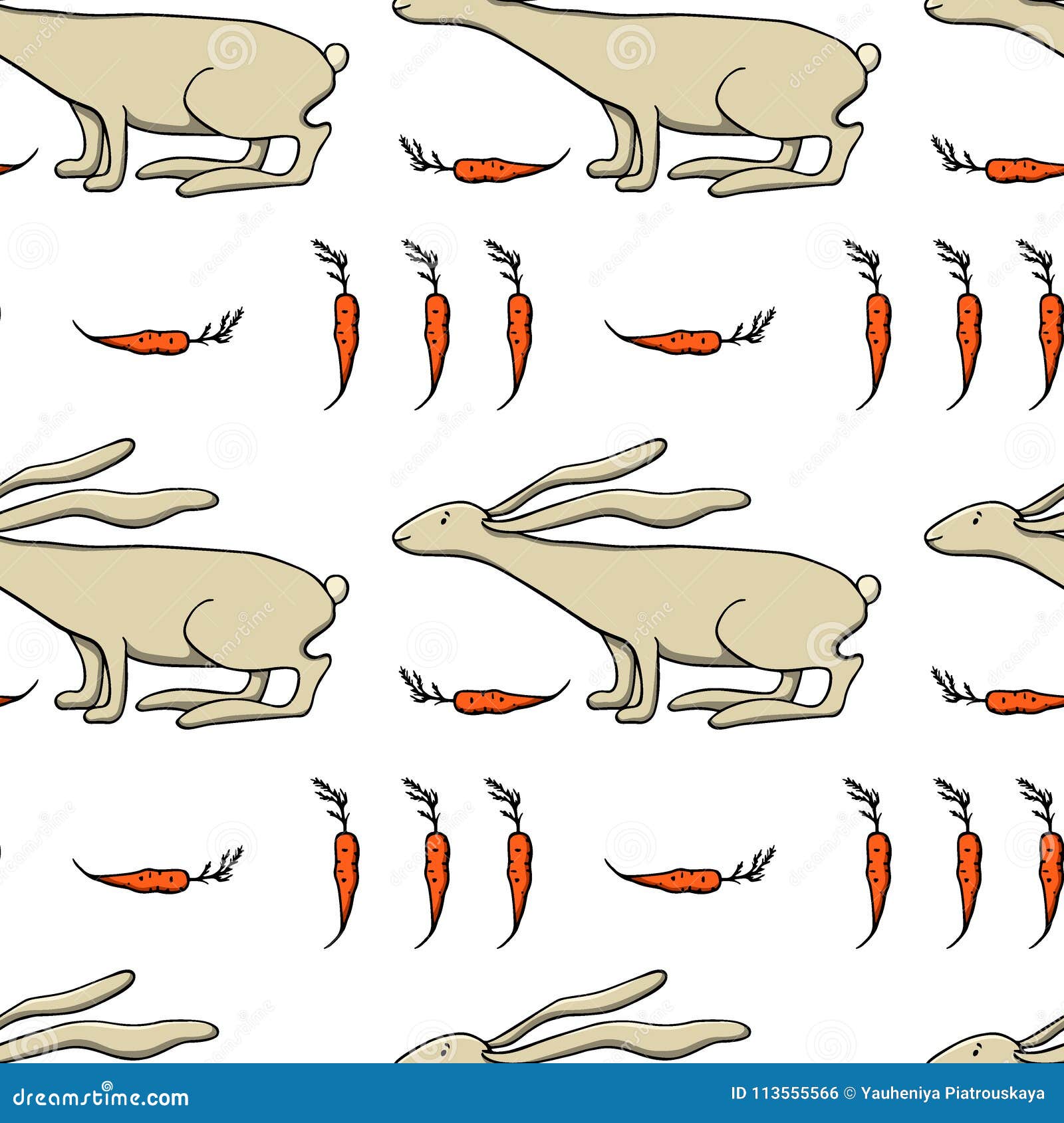 Vector Hand Drawn Hare Pattern Stock Vector - Illustration of drawing ...