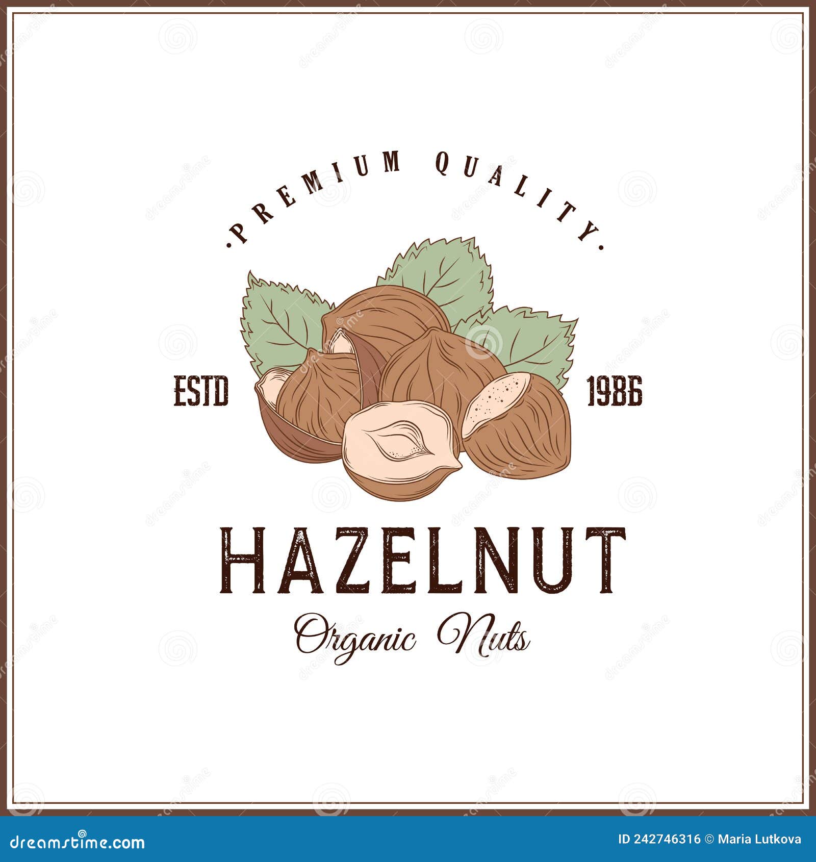 Vector Hand Drawn Hazelnut for Template Label, Packing and Emblem ...