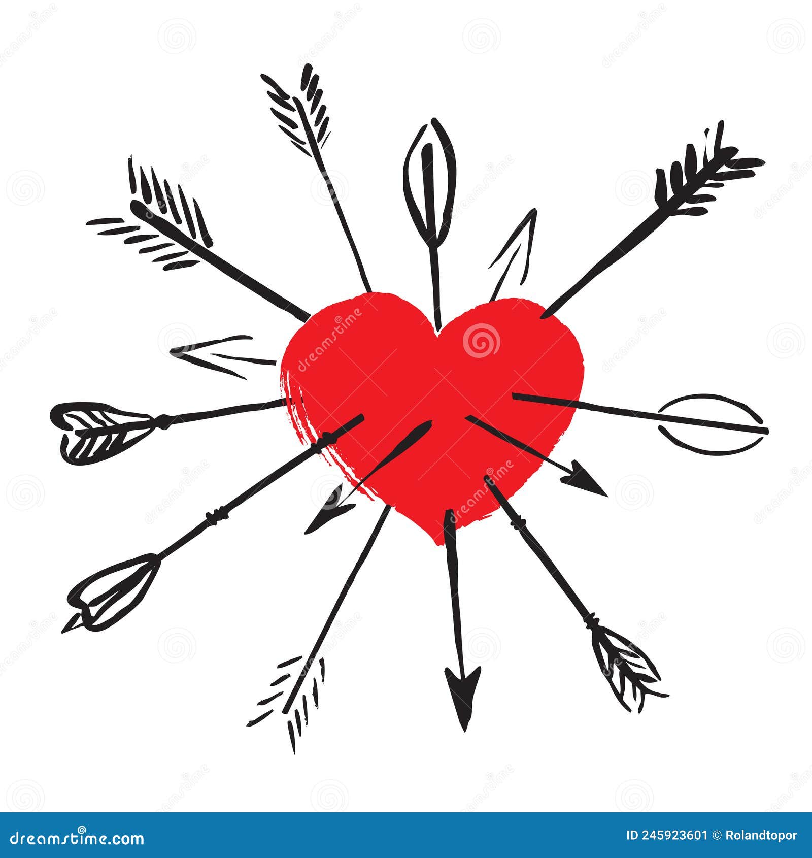 Vector Hand-drawn Heart and Arrows Stock Vector - Illustration of drawn ...